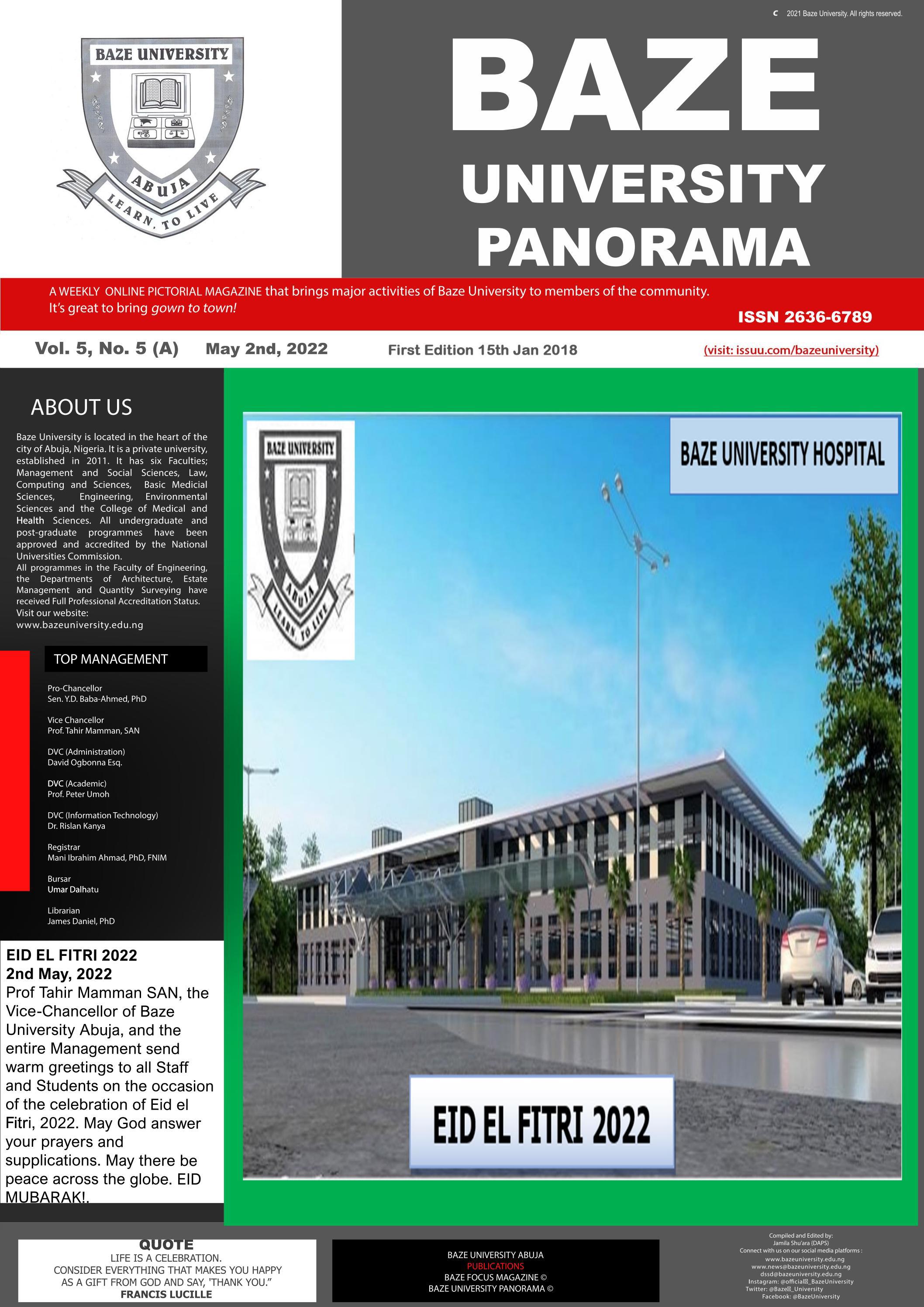 BAZE UNIVERSITY PANORAMA NEWS (2nd May 2022) by Baze University - Issuu