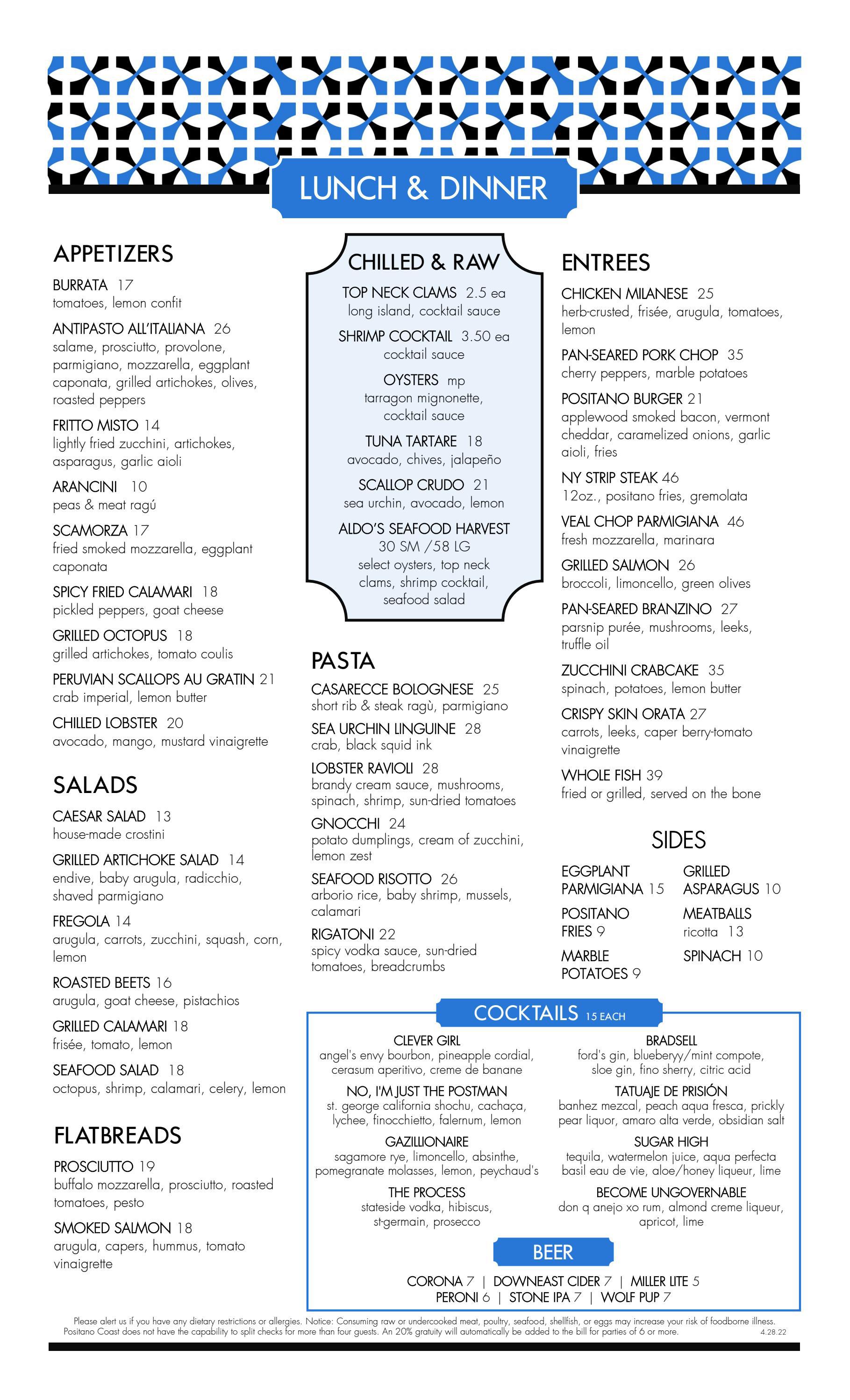 Positano Coast - Spring Menu April 28 2022 by Derek Brown - Issuu