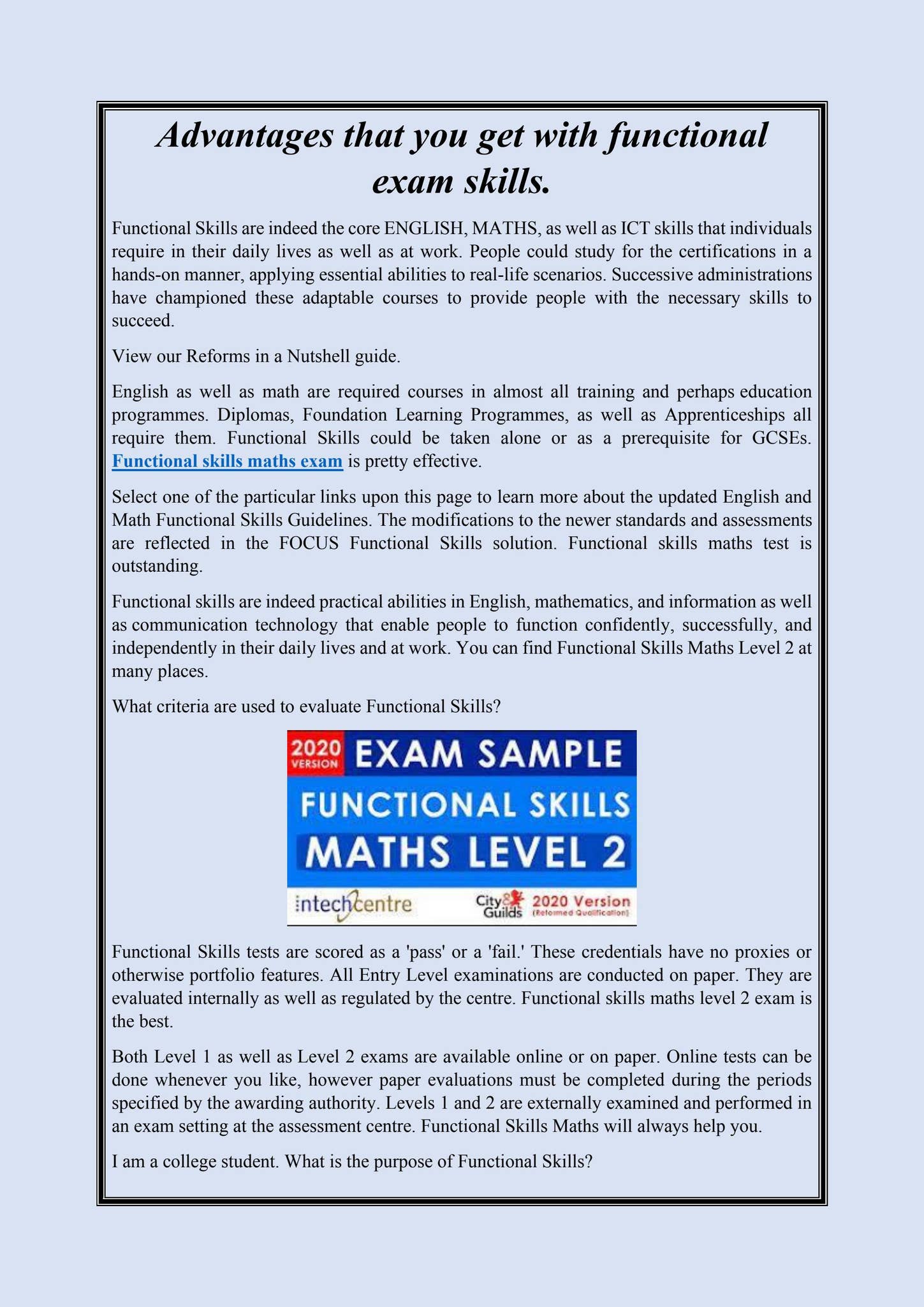 Advantages that you get with functional exam skills. by amiasarian - Issuu