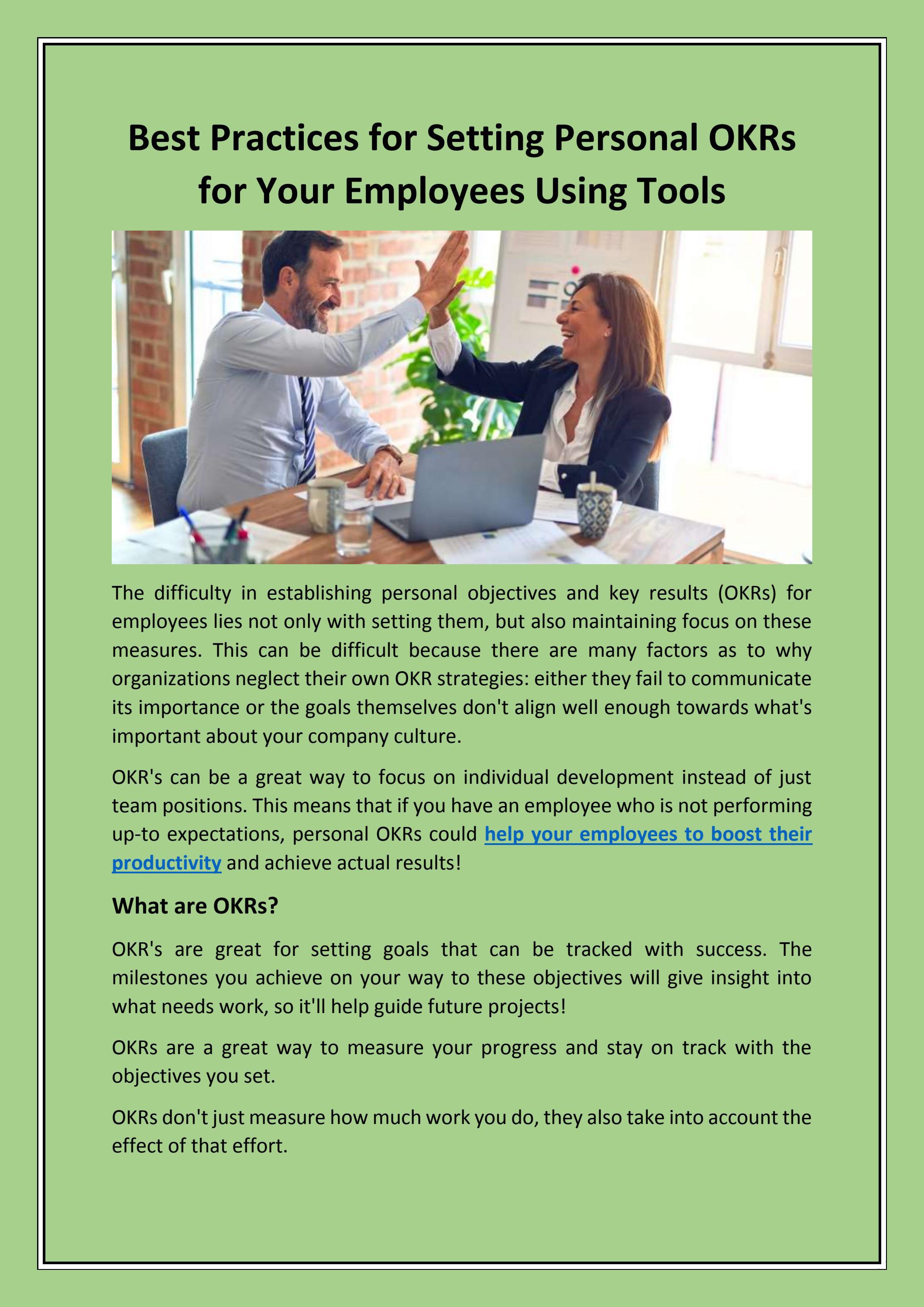 Best Practices for Setting Personal OKRs for Your Employees Using Tools ...