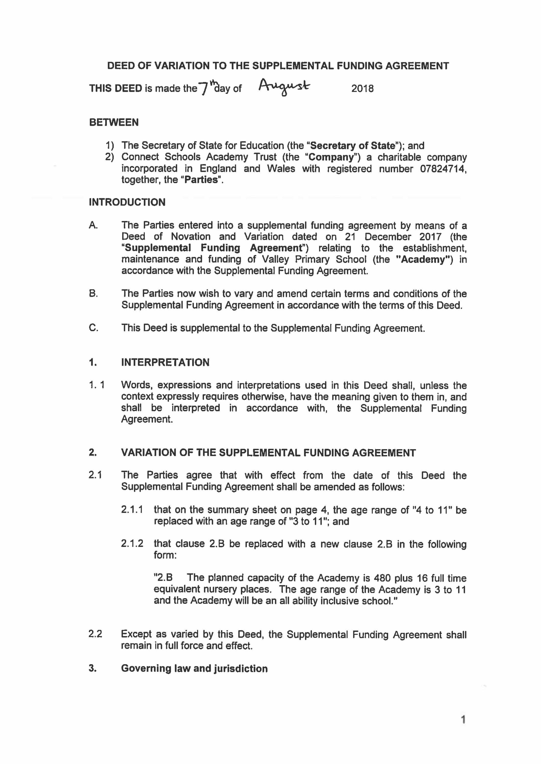 Deed Of Variation To The Supplemental Funding Agreement by Schudio - Issuu