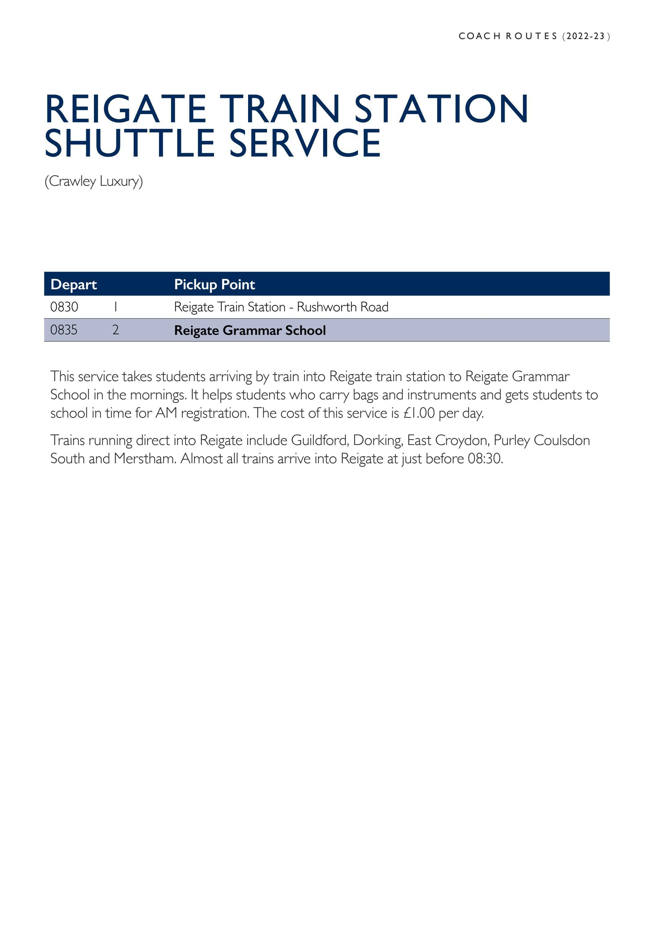 RGS - Reigate Train Station Shuttle Service by RGS - Issuu