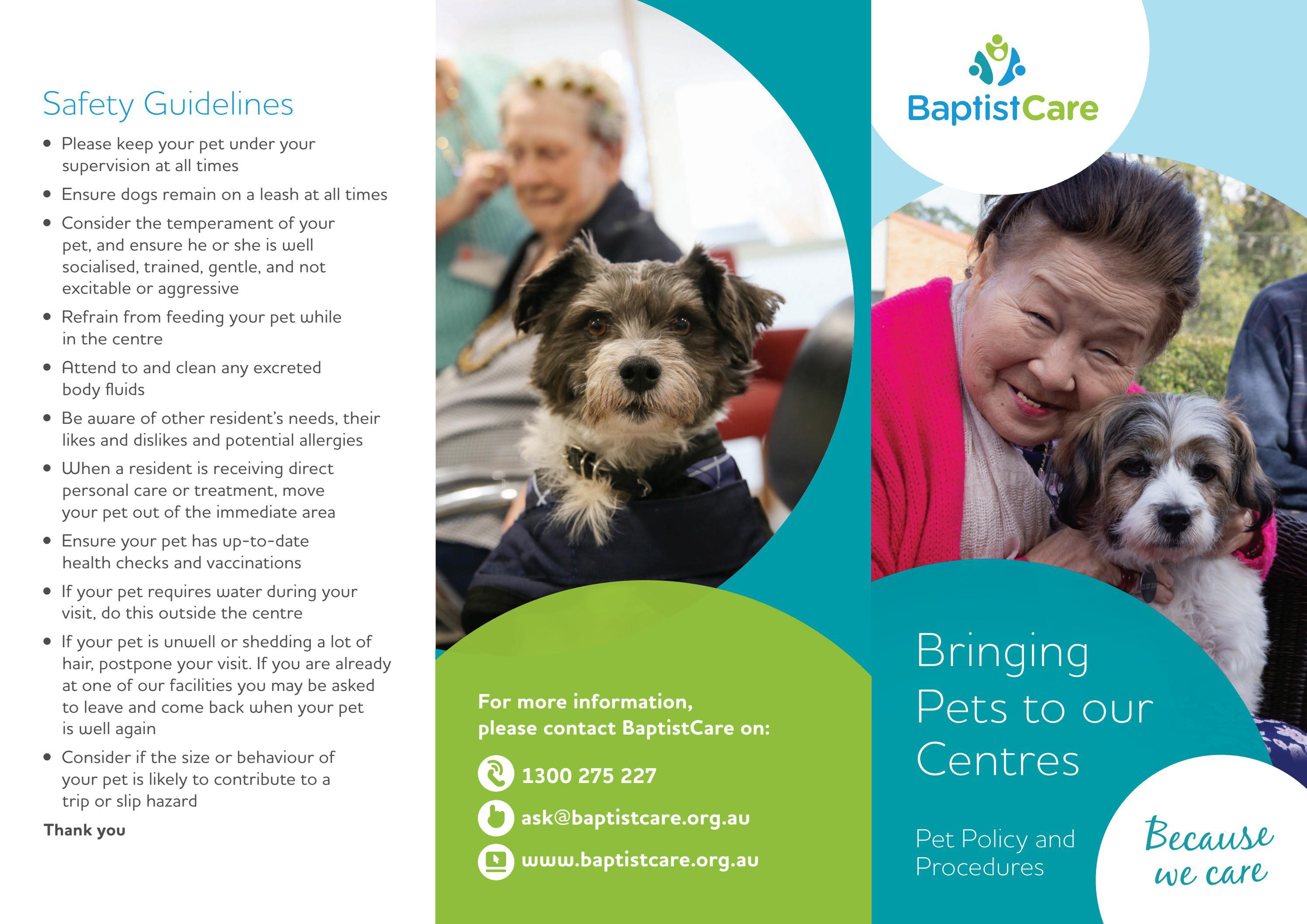 Bringing Your Pets to our Centres Flyer by BaptistCare - Issuu