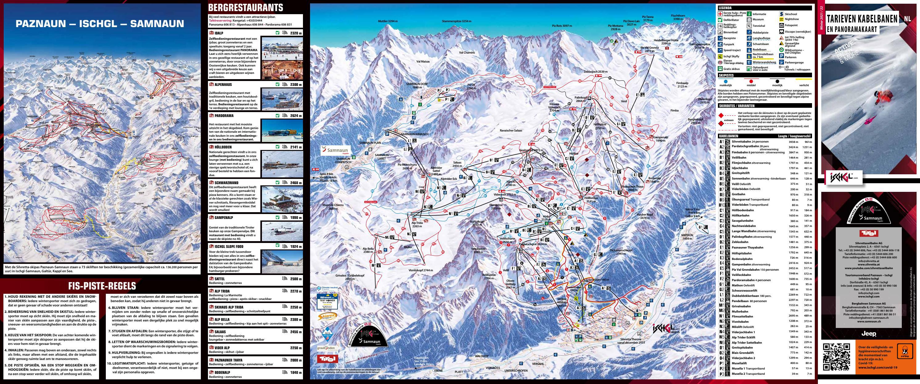 Pistenplan & Tarife Ischgl Niederländisch by Tourismusverband Paznaun ...