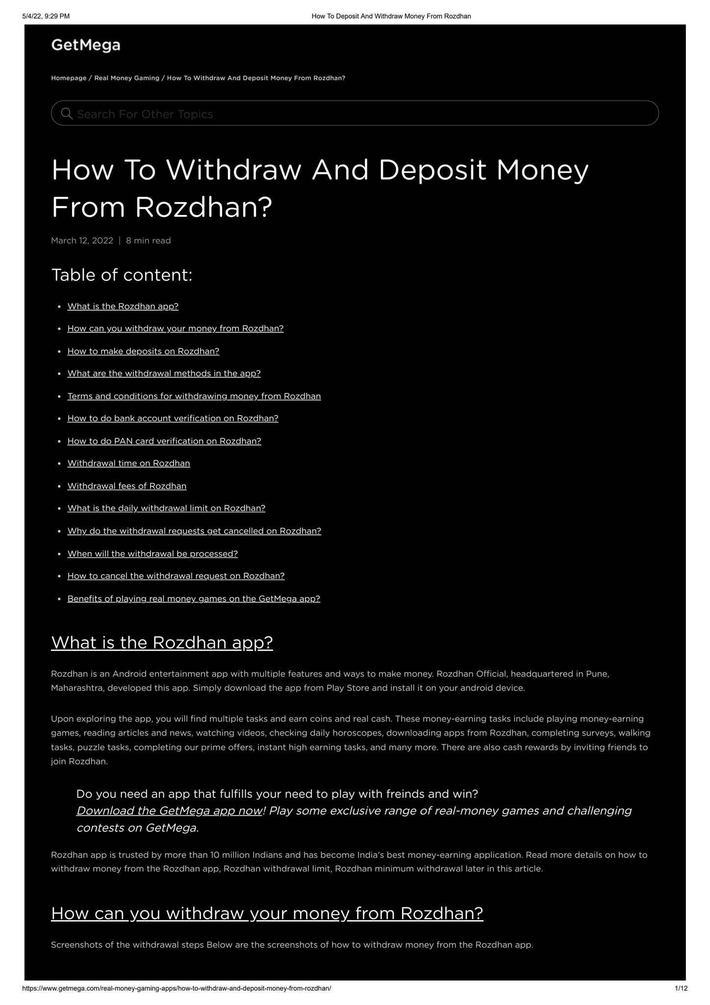 How To Withdraw And Deposit Money From Rozdhan? by GetMega - Issuu