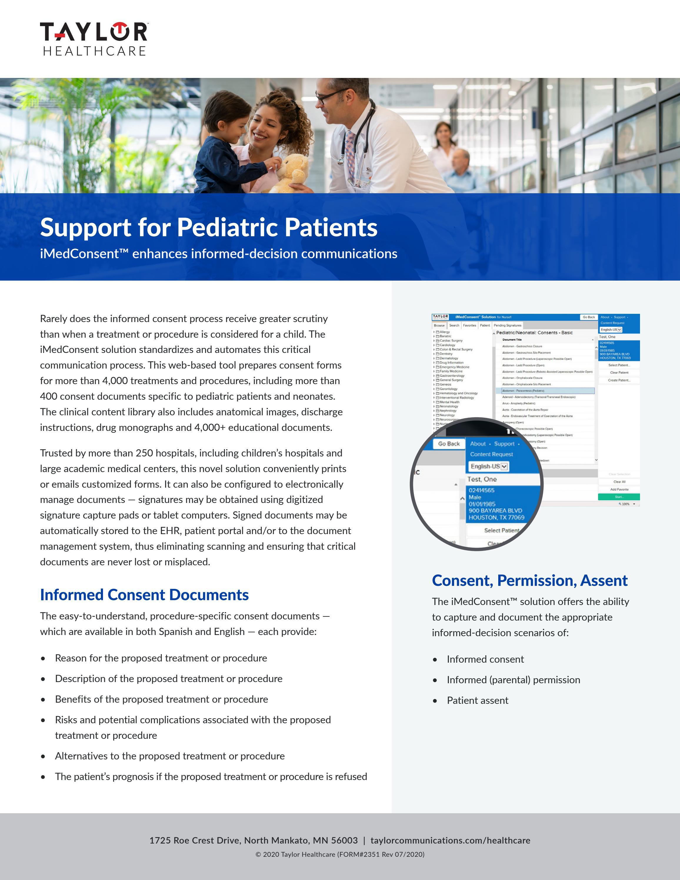 Taylor Healthcare iMedConsent for Pediatrics Brochure by Taylor - Issuu