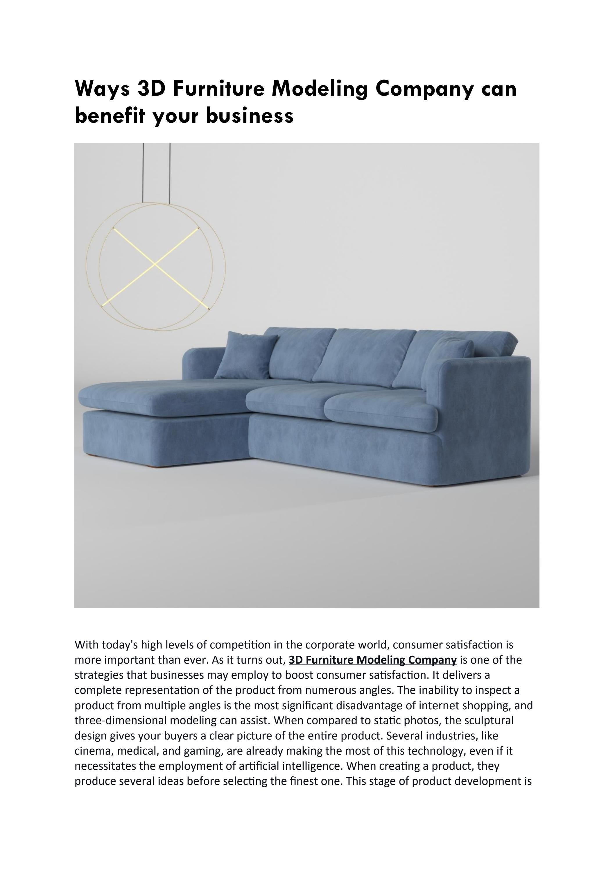 Ways 3D Furniture Modeling Company can benefit your business by 3D Furniture Modeling Studio - Issuu