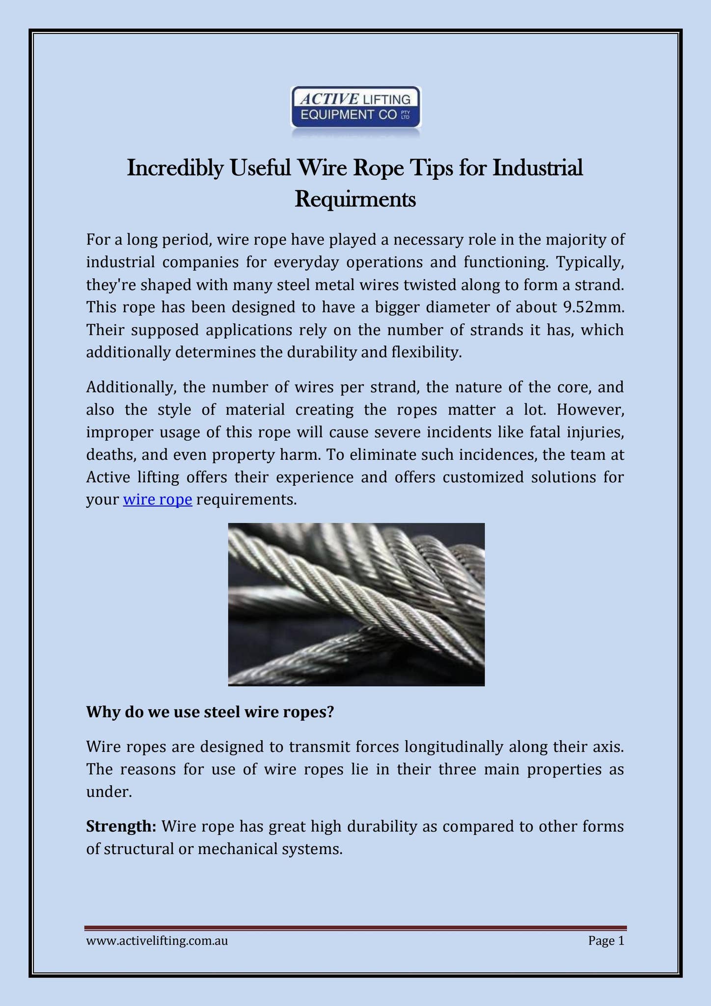 Incredibly Useful Wire Rope Tips for Industrial Requirments by Active ...