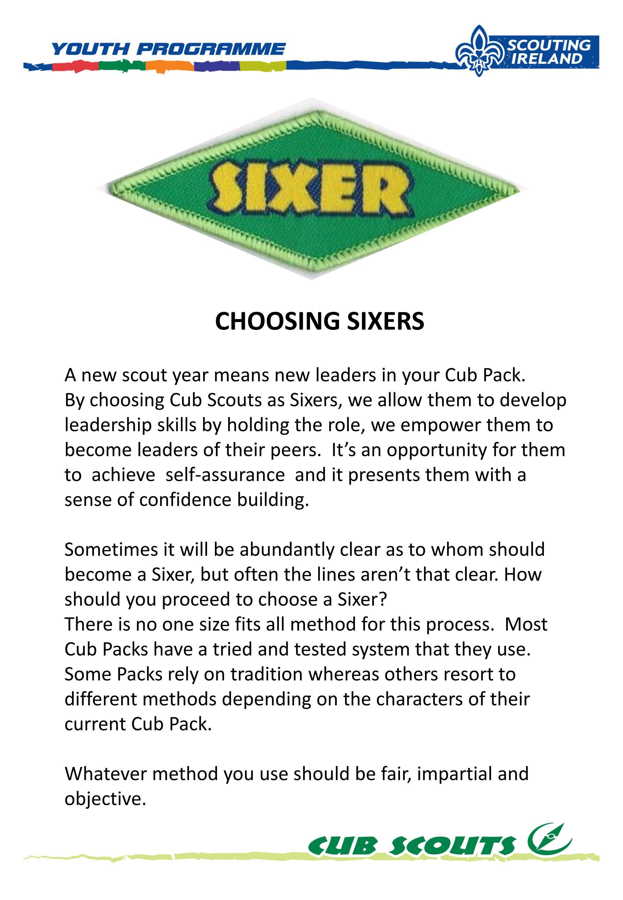 Cub Scouts Choosing Sixers by Scouting Ireland - Issuu