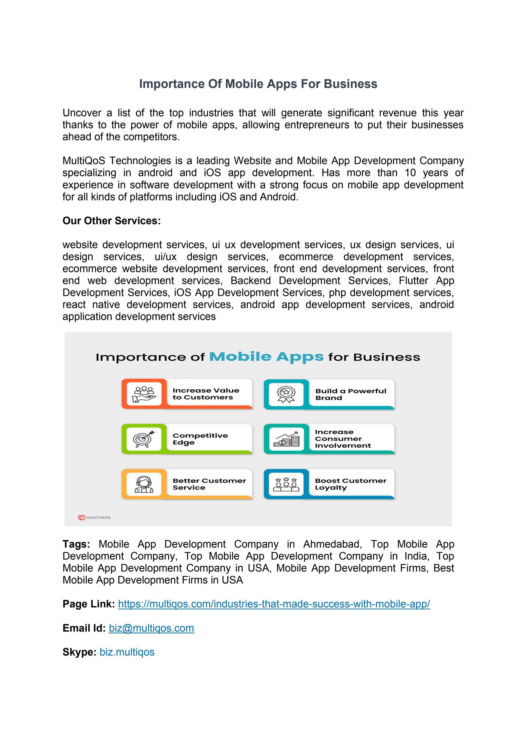 Importance Of Mobile Apps For Business by MultiQoS Tech - Issuu