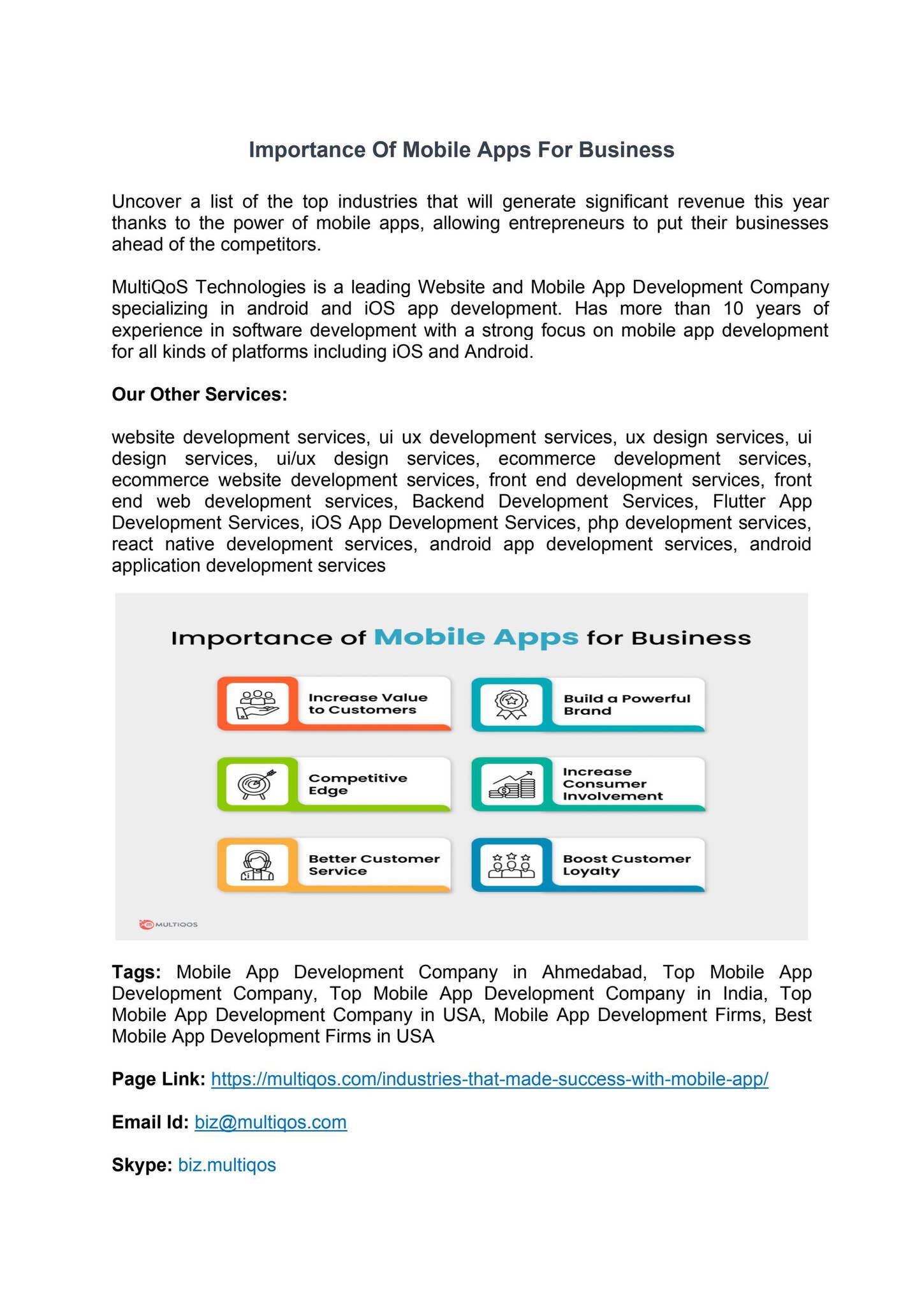 Importance Of Mobile Apps For Business by MultiQoS Tech - Issuu
