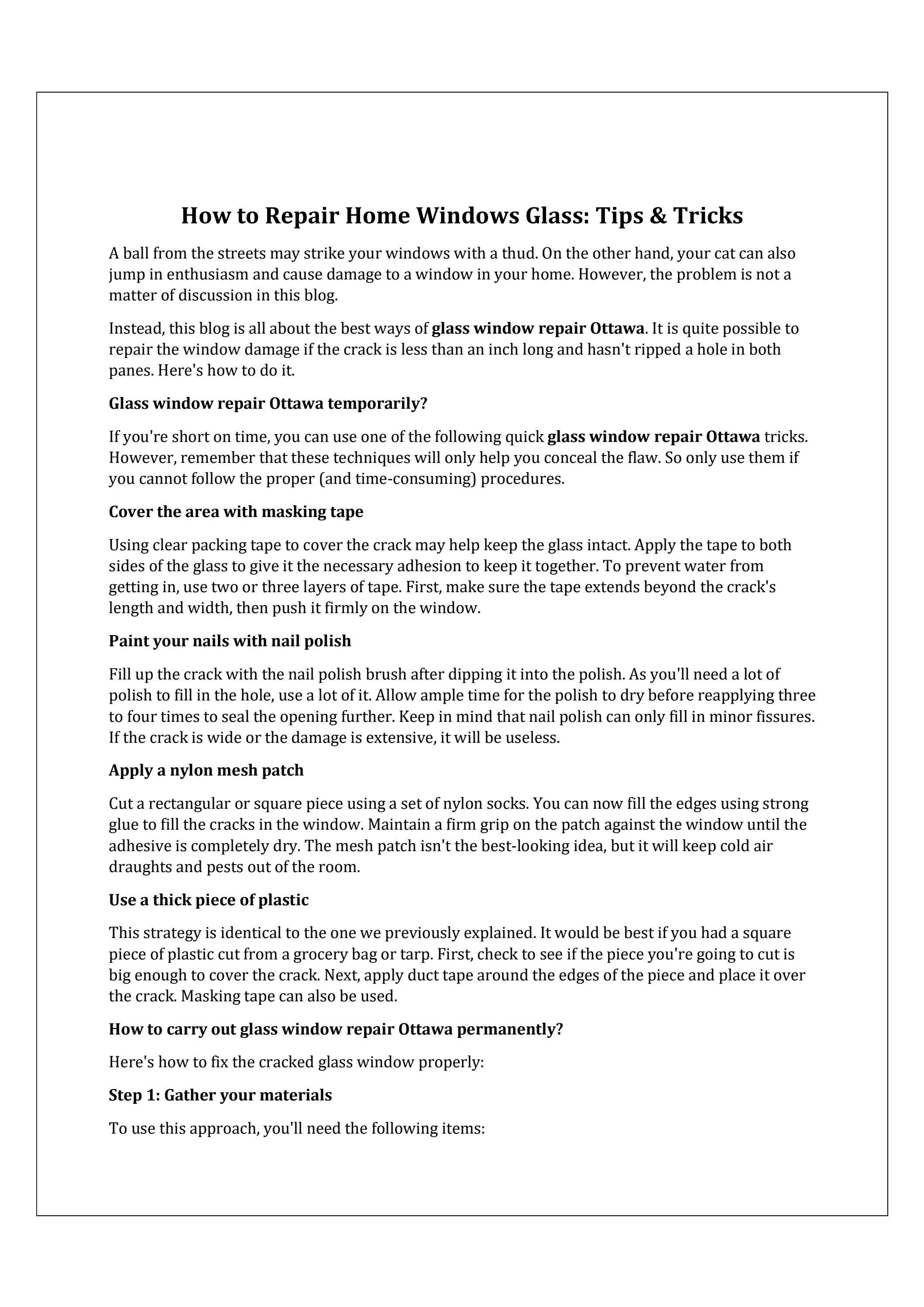 How to Repair Home Windows Glass Tips & Tricks by Window medics - Issuu