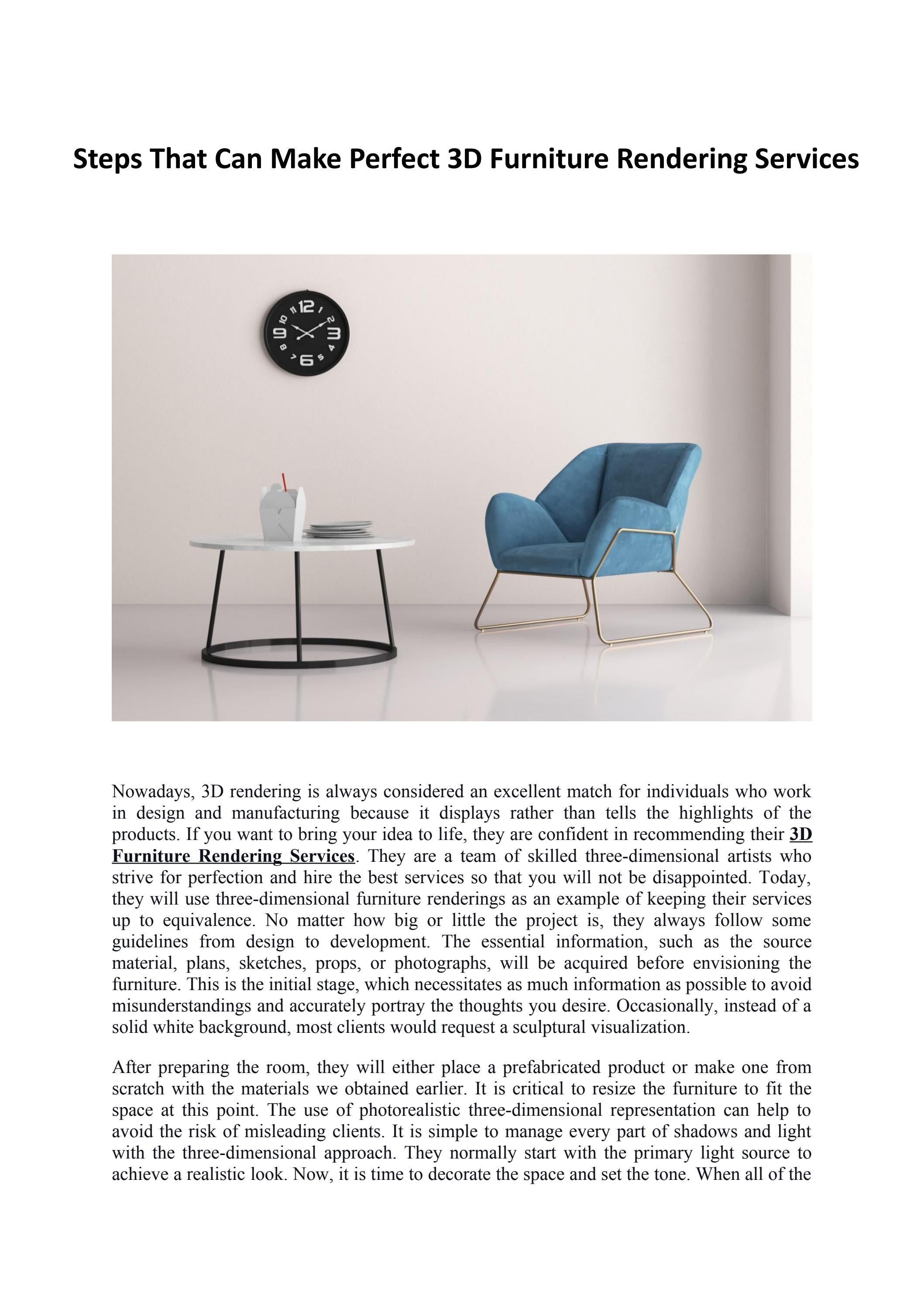 Steps That Can Make Perfect 3D Furniture Rendering Services by 3D Furniture Modeling Studio - Issuu