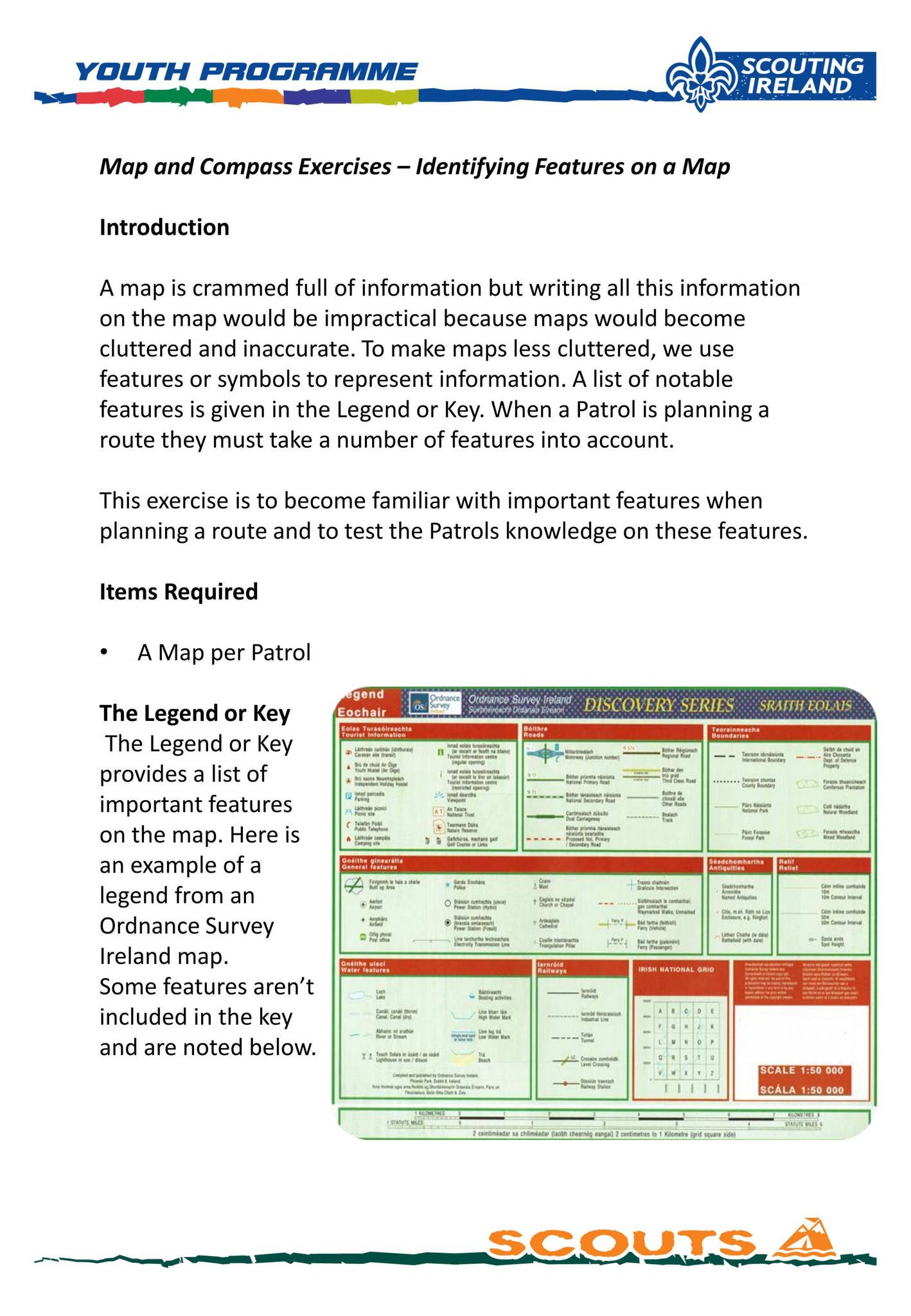 Map and Compass Exercises - Identifying Features on a Map by Scouting ...