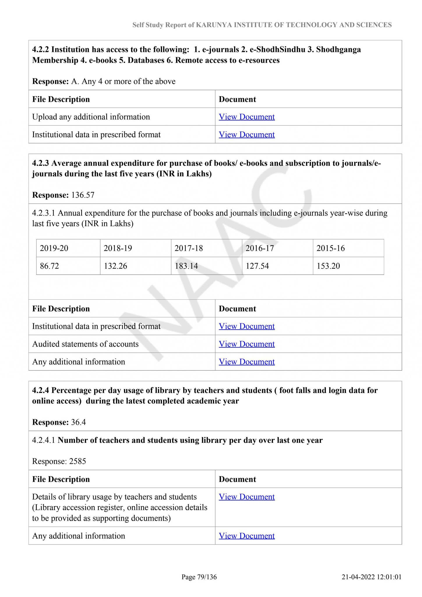NAAC SSR by Karunya Institute of Technology and Sciences - Issuu