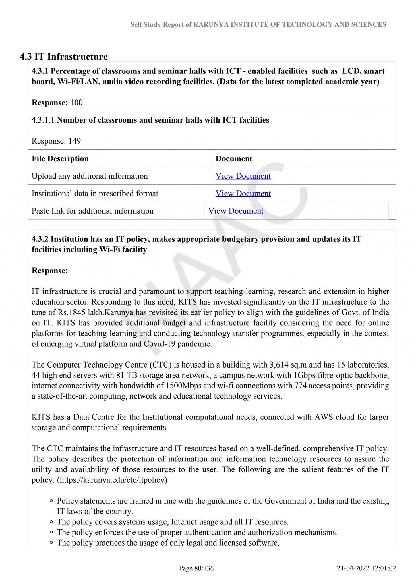 NAAC SSR by Karunya Institute of Technology and Sciences - Issuu