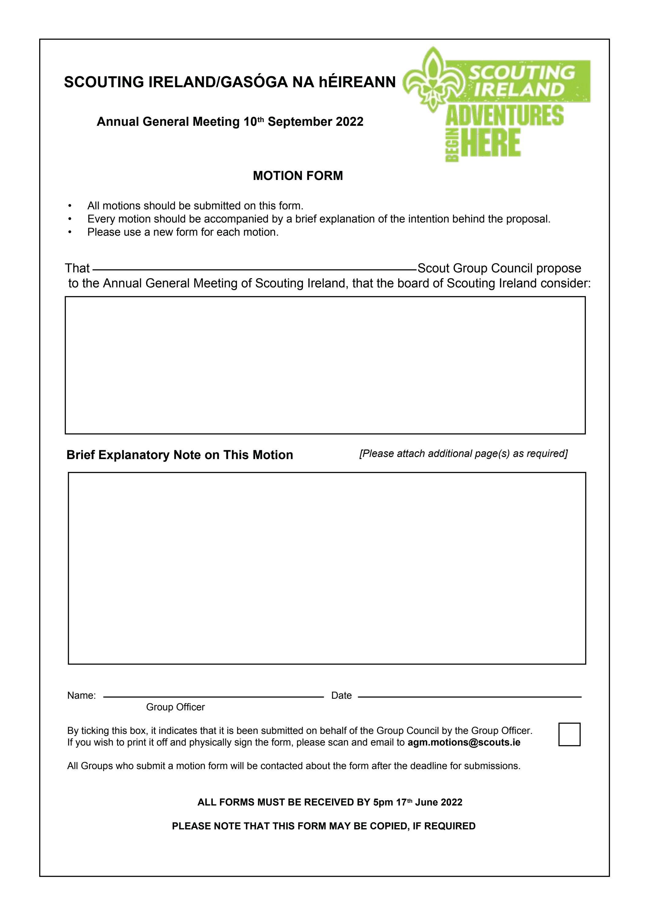 Link 4 (Doc 1) Motions Form AGM 2022 (4 May 22) by Scouting Ireland - Issuu