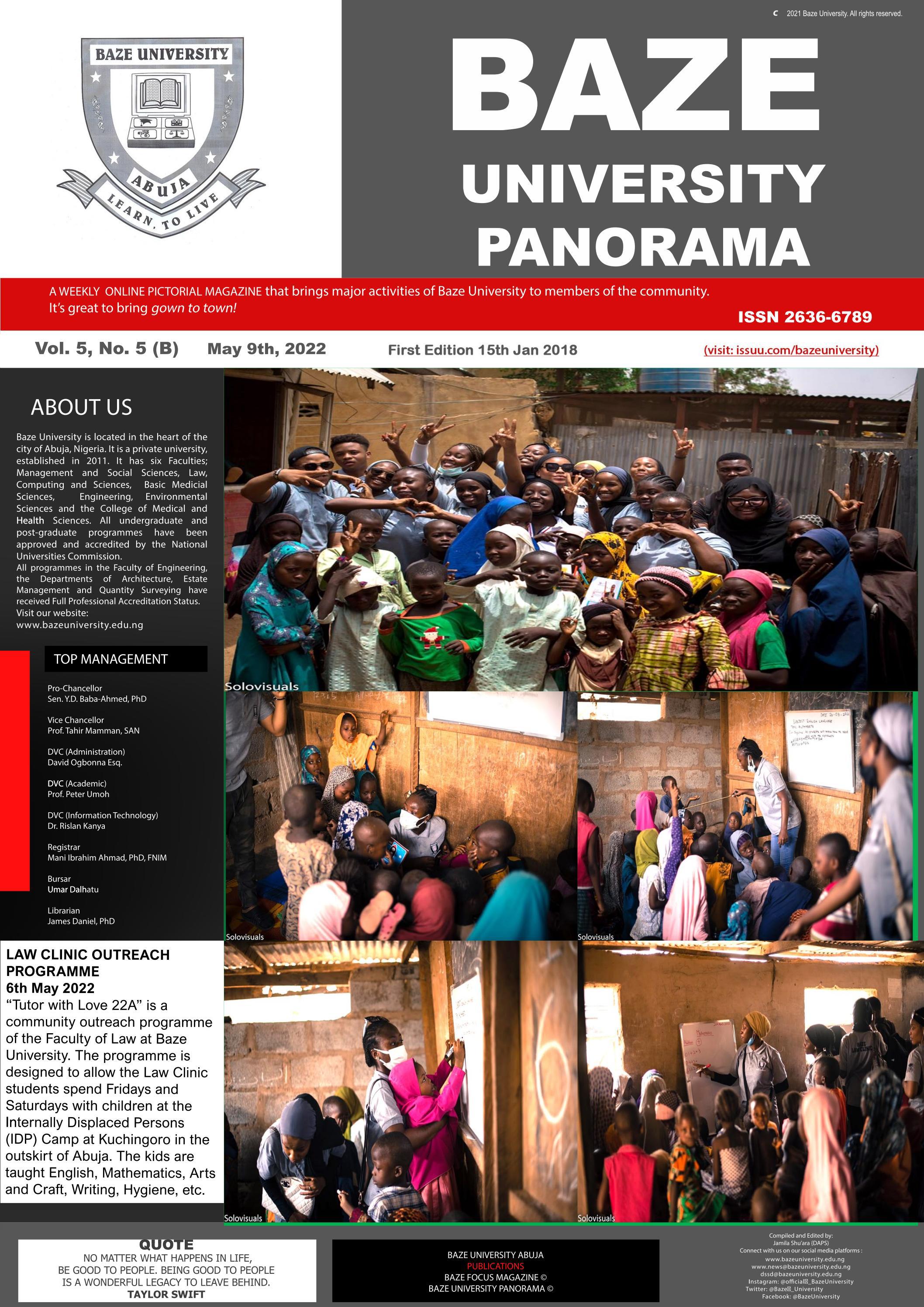BAZE UNIVERSITY PANORAMA NEWS (9th May 2022) by Baze University - Issuu