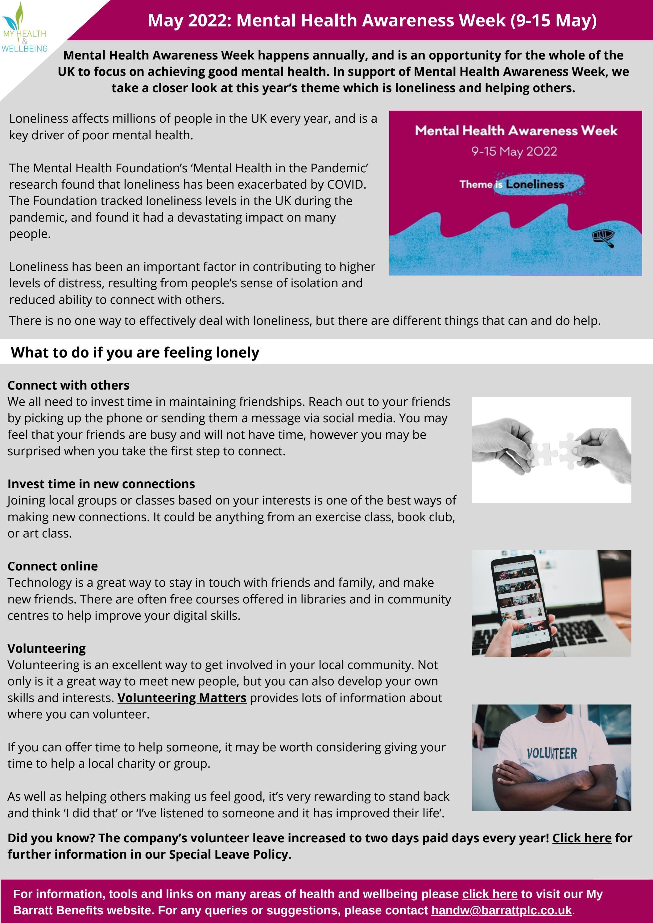 Health and wellbeing newsletter: Mental Health Awareness Week (May 2022 ...