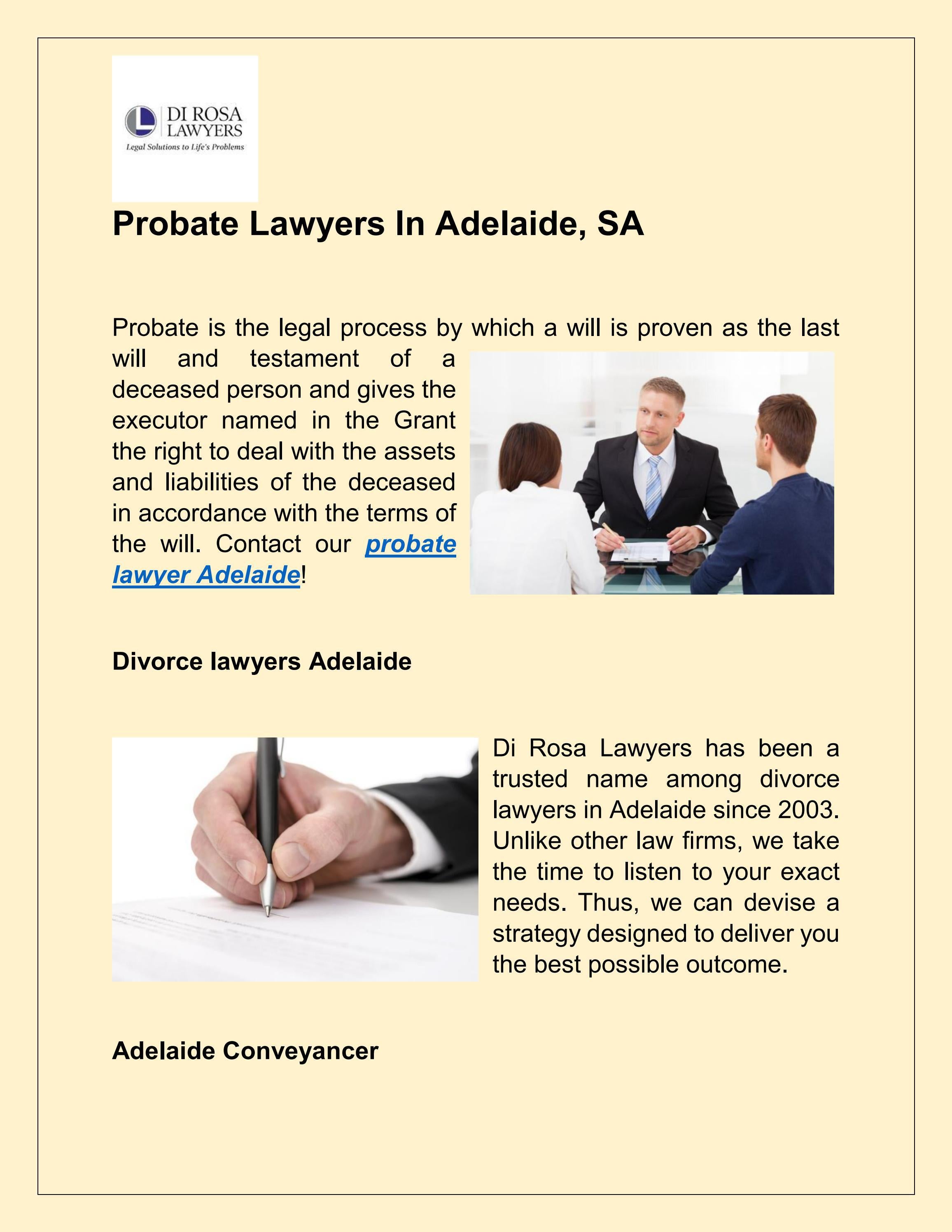 Probate Lawyers In Adelaide, SA by Di Rosa Lawyers - Issuu