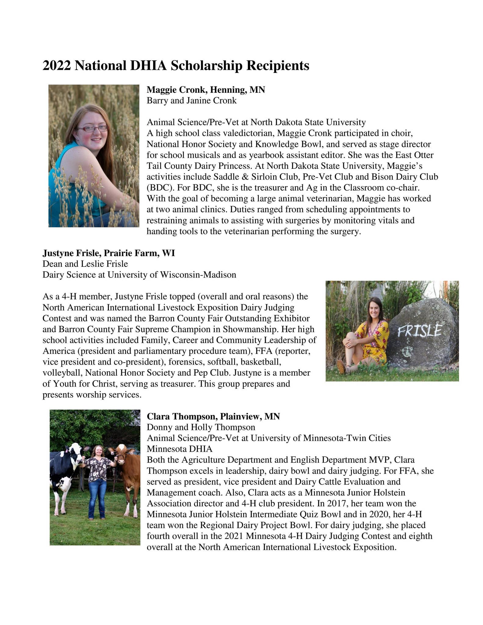 2022 Scholarships by Minnesota DHIA - Issuu