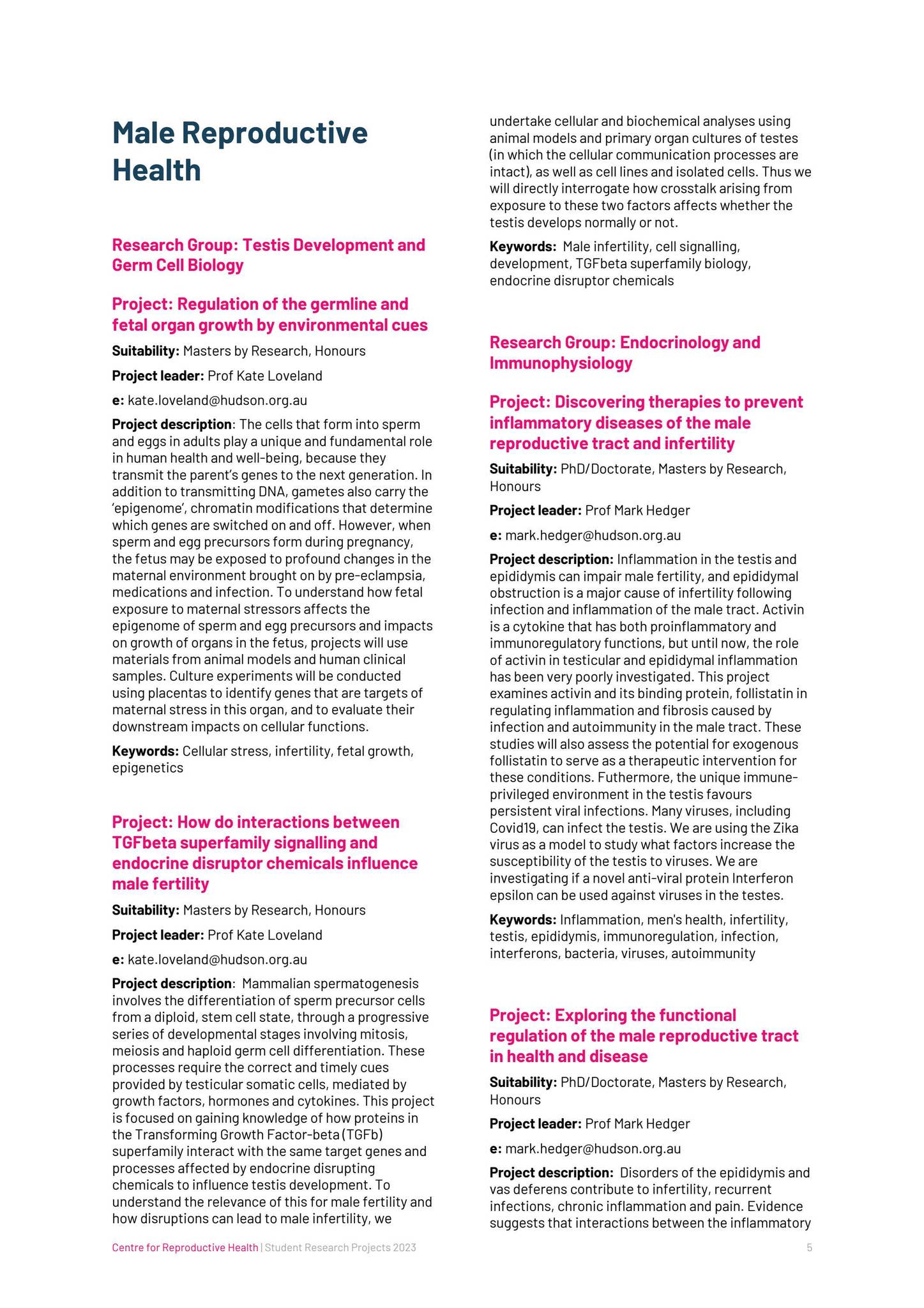 Centre for Reproductive Health, 2023 Student Research Projects by ...