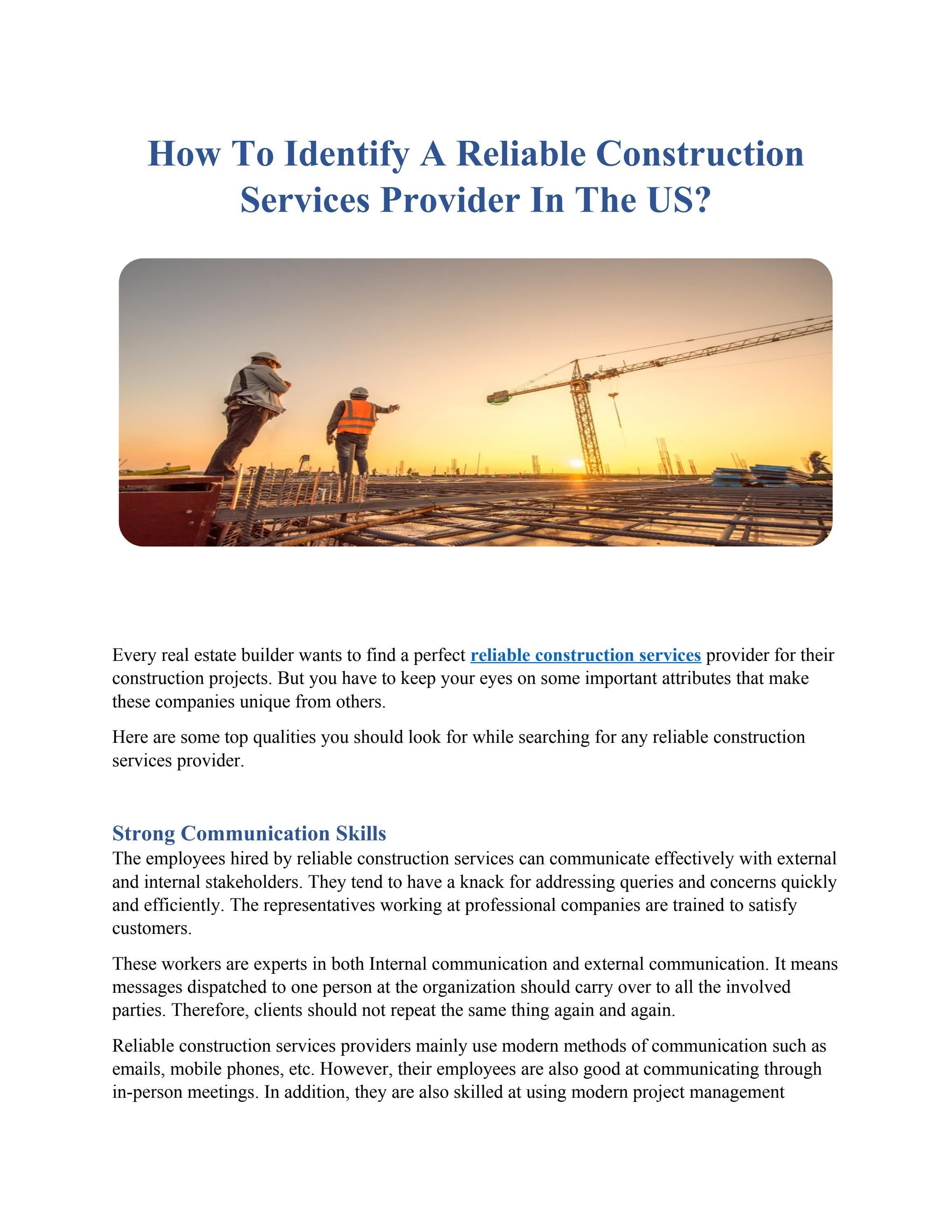 How To Identify A Reliable Construction Services Provider In The US? by ...