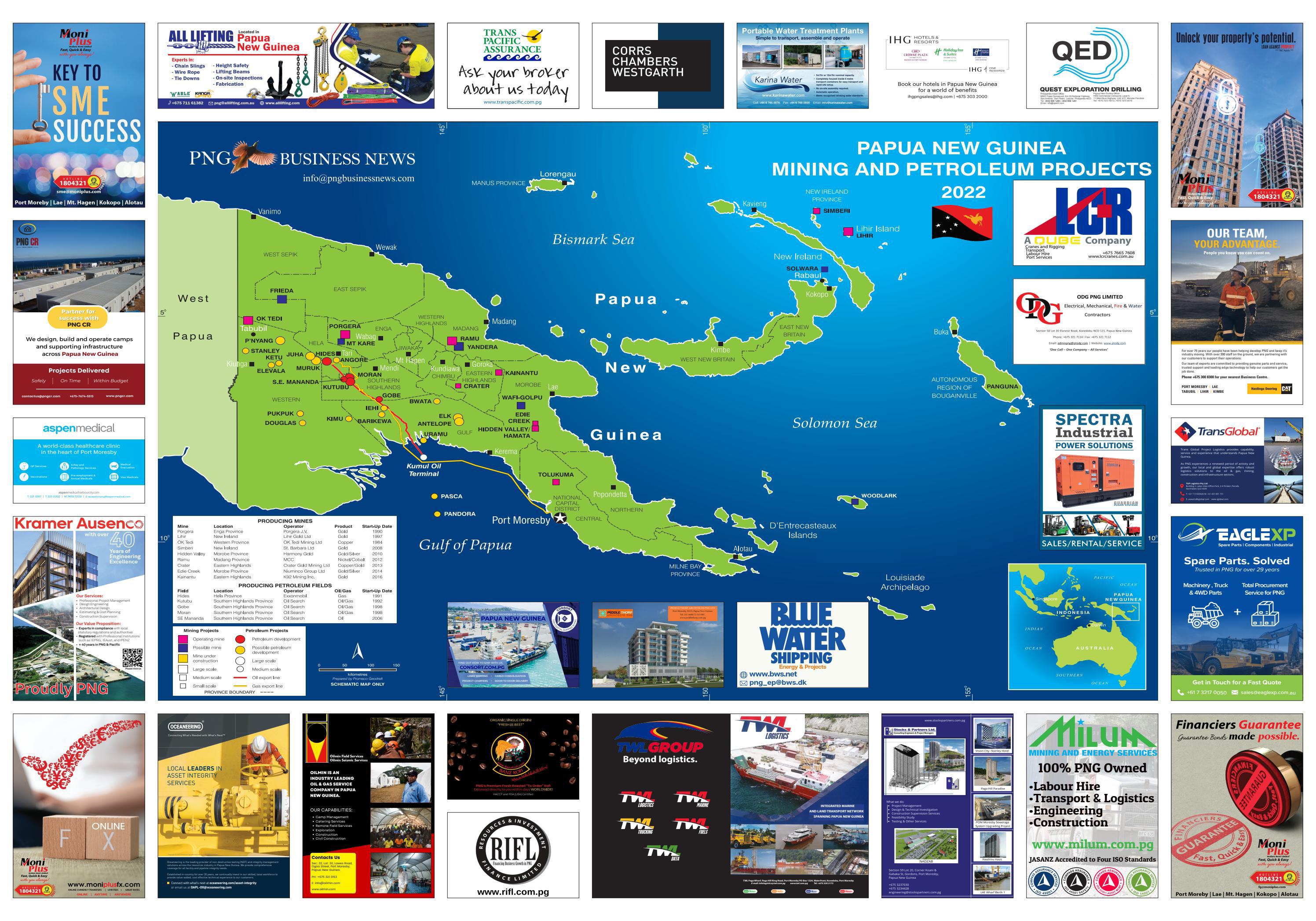 2022 Papua New Guinea Mineral & Petroleum Field Map by Brimble ...