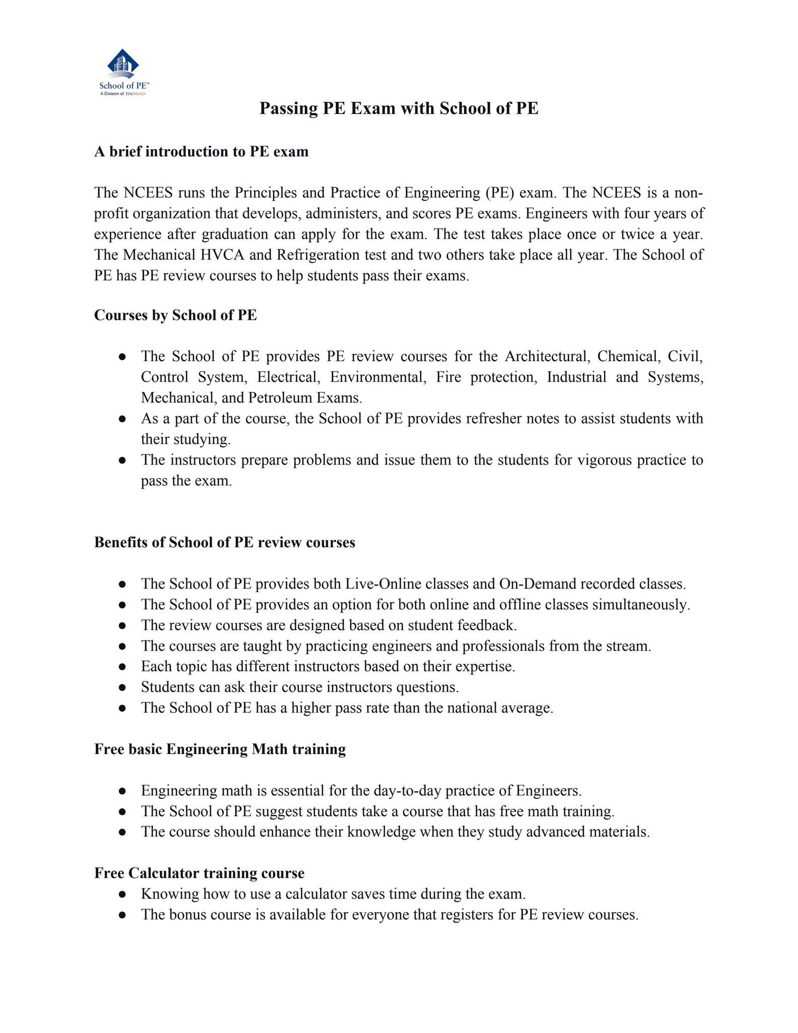 Passing PE Exam with School of PE by School of PE - Issuu