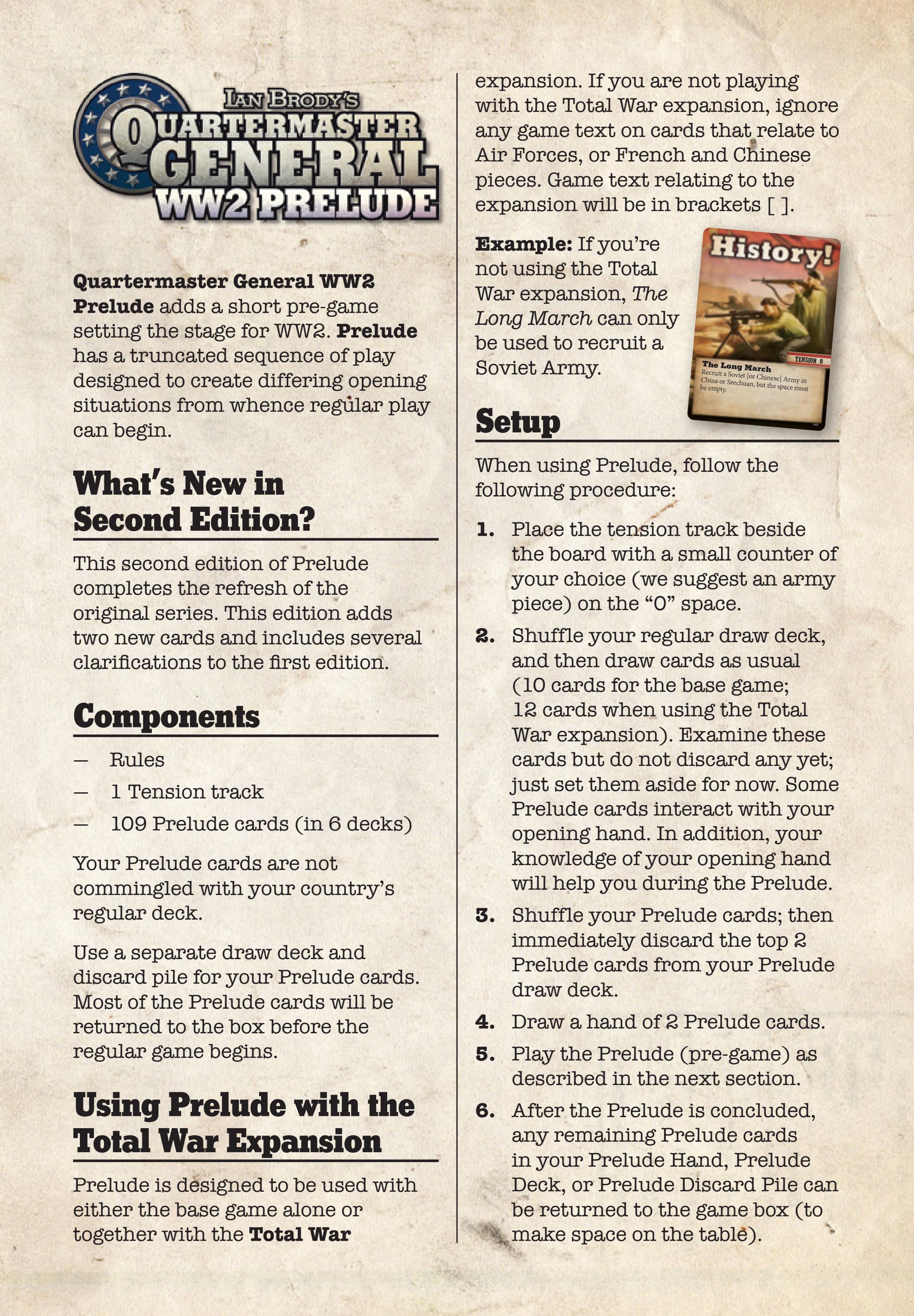 Quartermaster General WW2 Prelude English Rulebook By Ares Games Srl