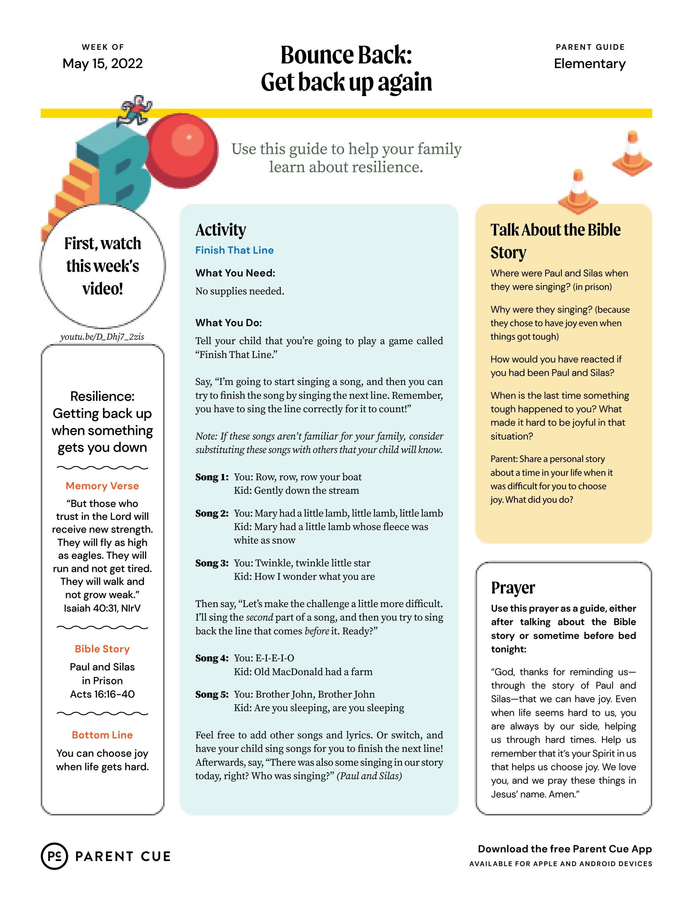 Bounce Back: Get back up again Week 3: Elementary Lesson (May 15, 2022 ...