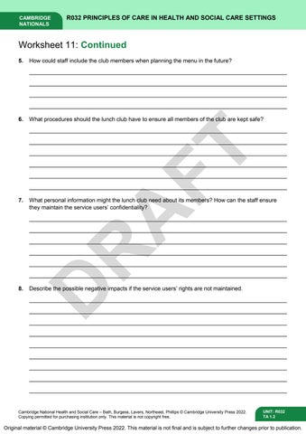 Cambridge Nationals - Health and Social Care Teacher's Resource Sample ...