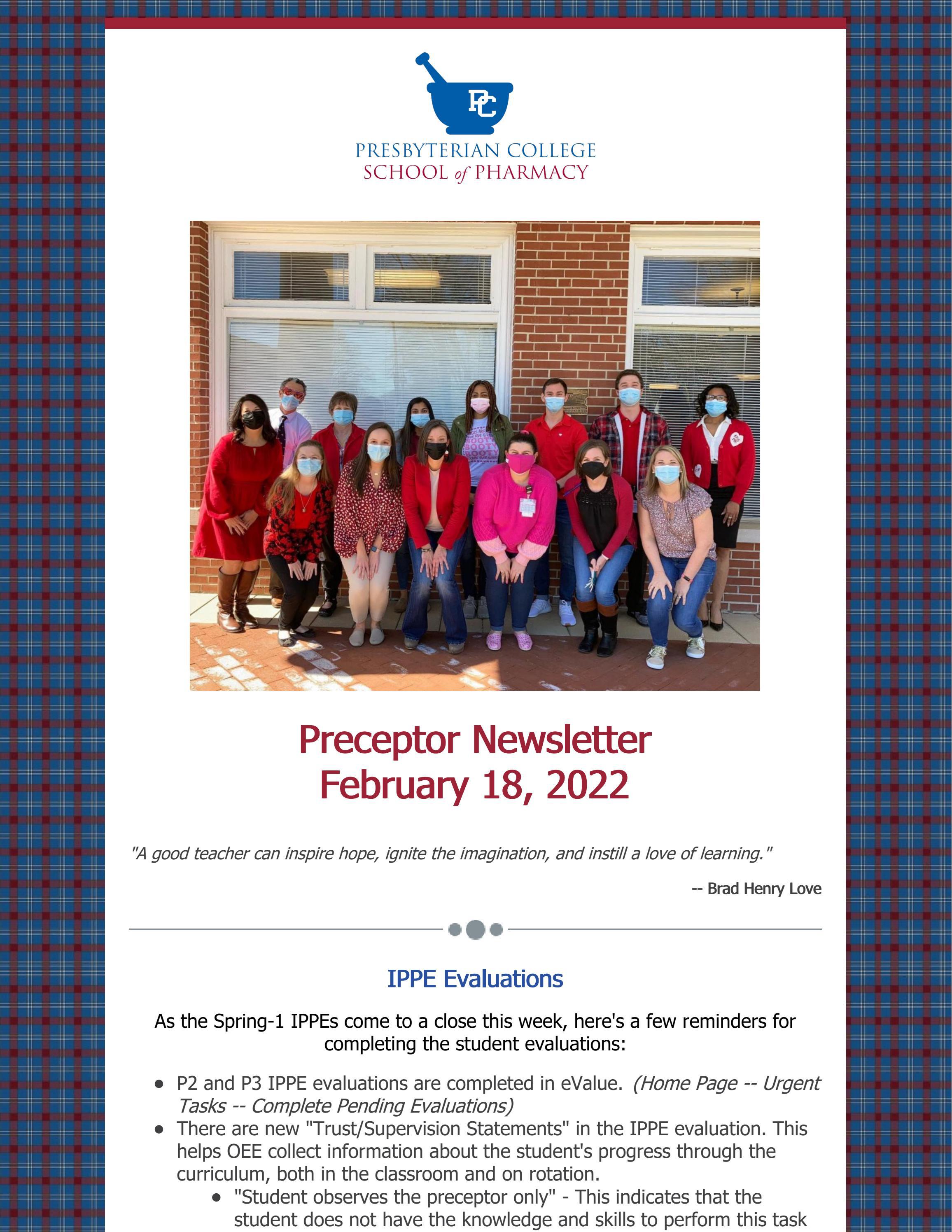 PCSP Preceptor Newsletter February 18, 2022 by Presbyterian College - Issuu