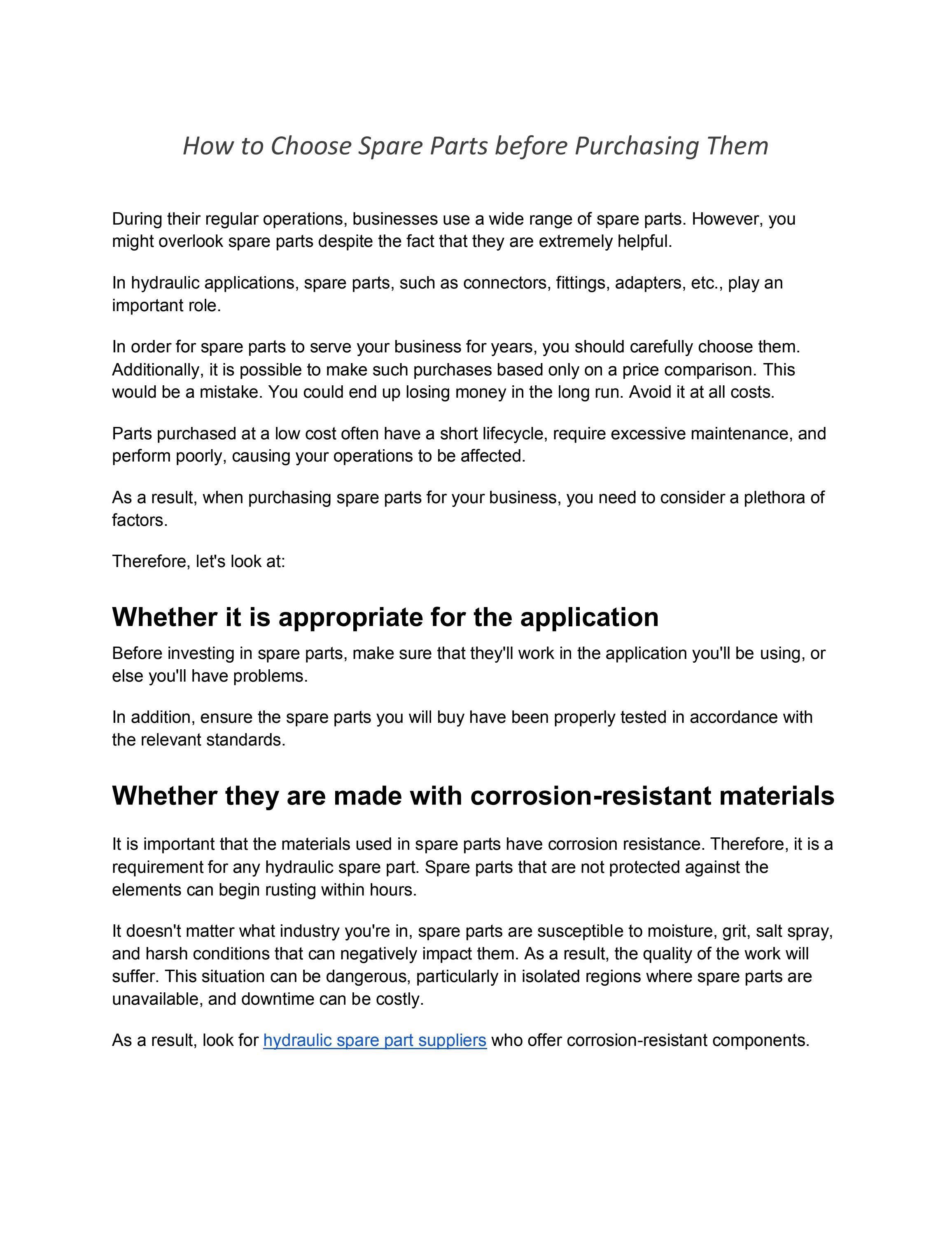 How to Choose Spare Parts Before Purchasing Them by emmabela625 - Issuu