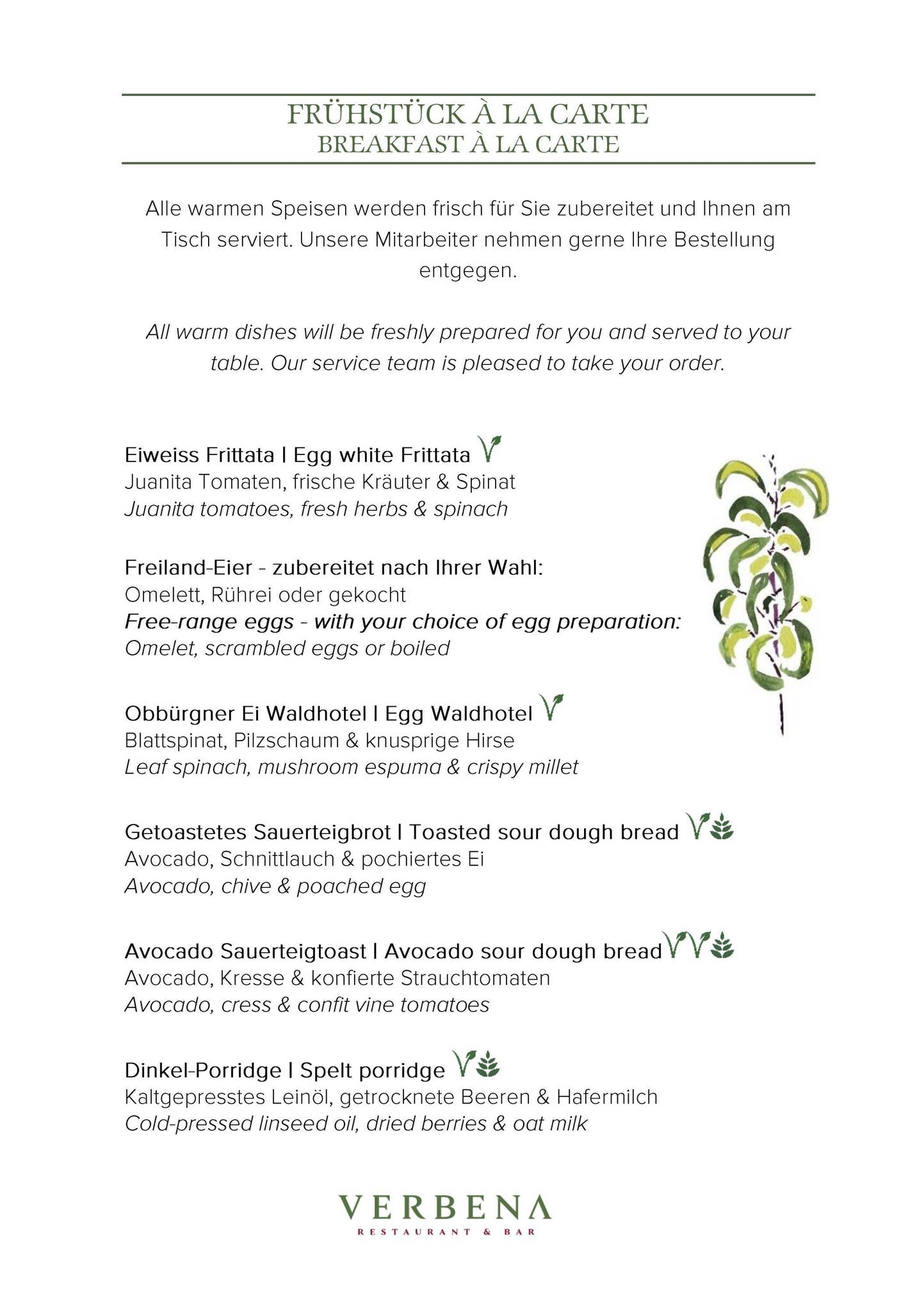 Verbena Breakfast Menu | DE & EN by Bürgenstock Collection - Issuu