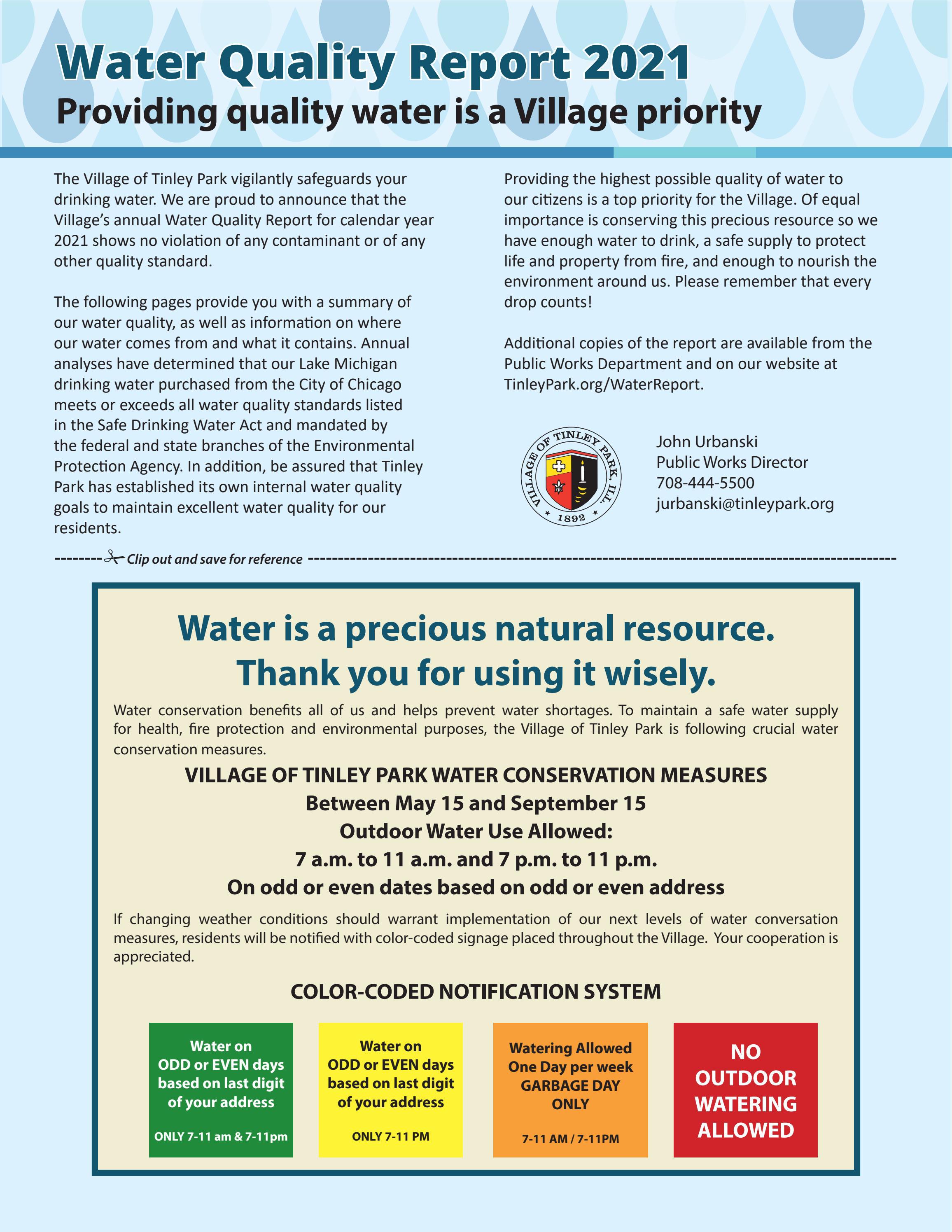 Tinley Park Water Quality Report 2021 by TinleyParkIL - Issuu