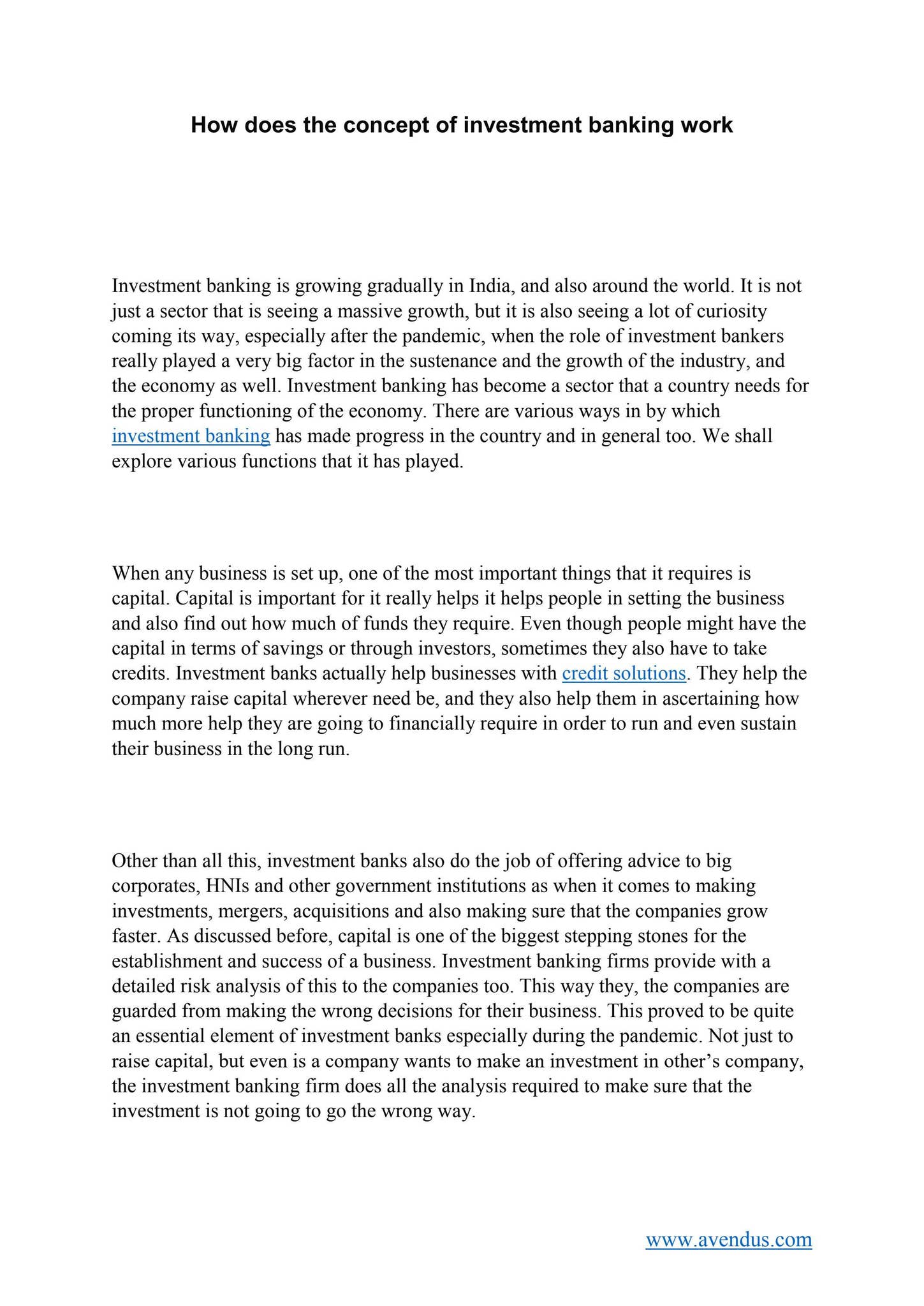 How does the concept of investment banking work by avendusgroup - Issuu