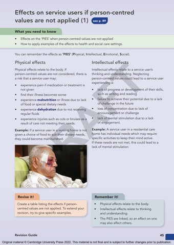 Cambridge Nationals Health and Social Care Revision Guide Issuu Sample ...