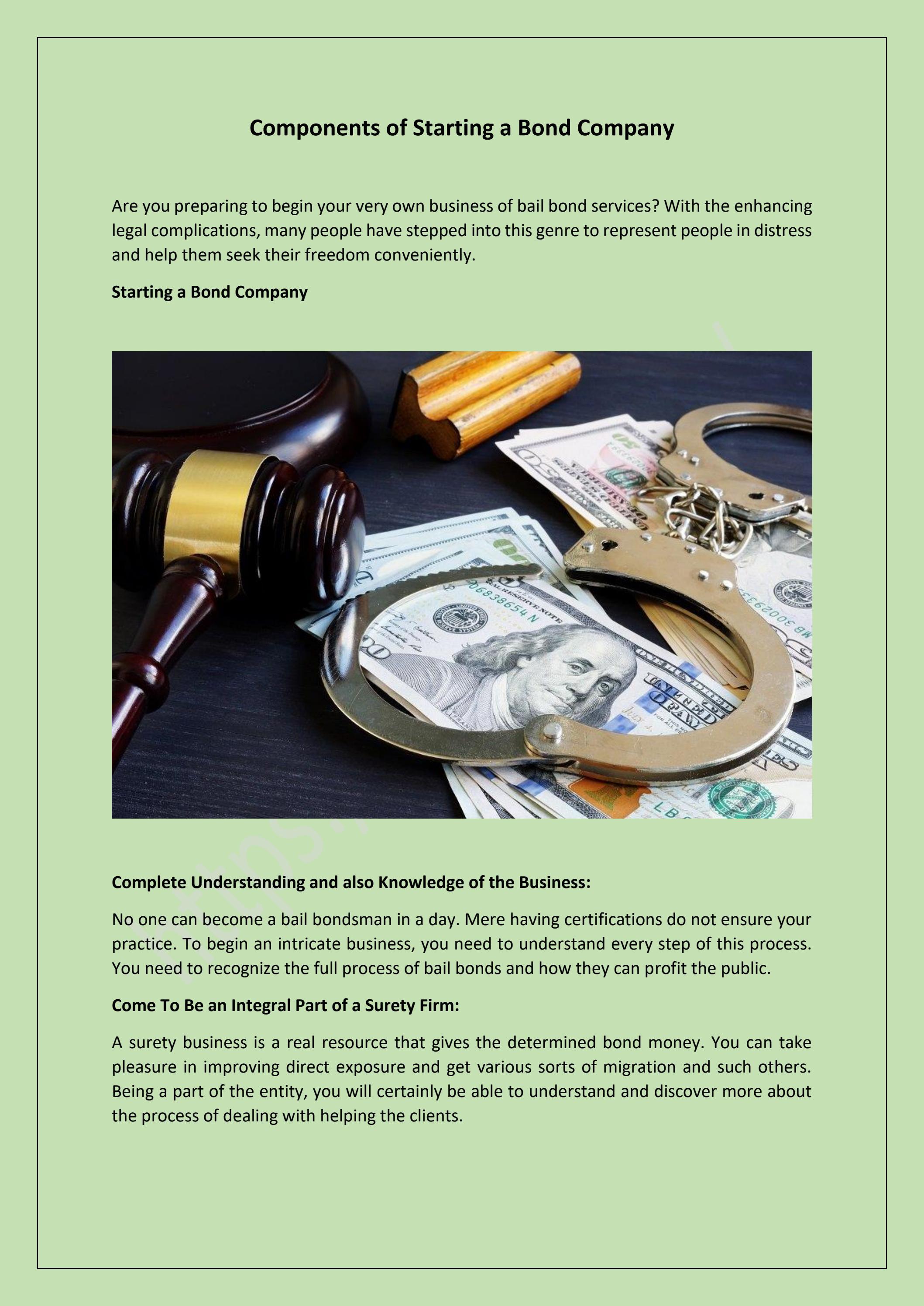 Components of Starting a Bond Company by 805bail - Issuu