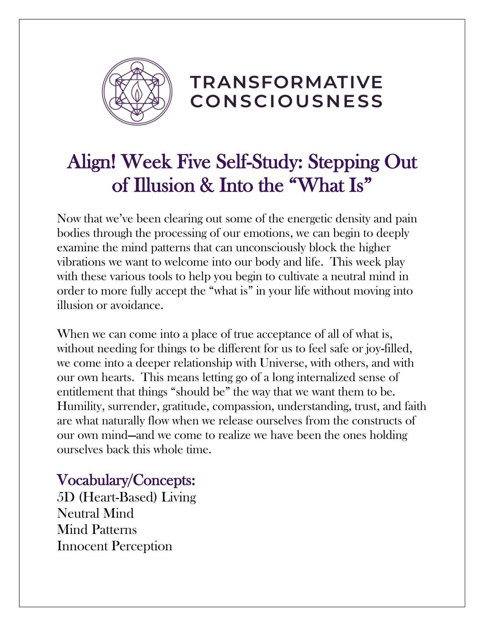 Align! Module Five Self-Study by transformativeconsciousness - Issuu