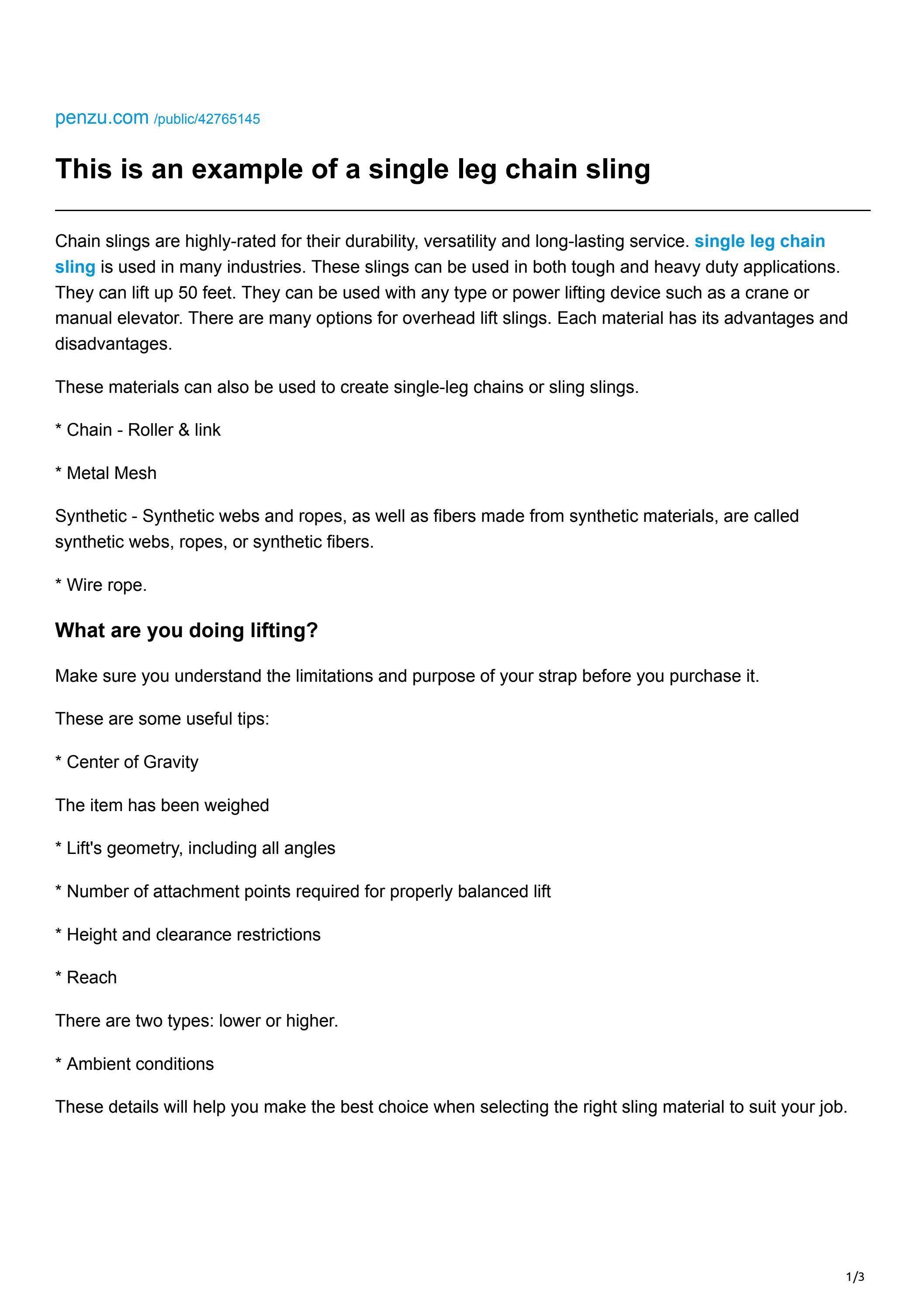 This is an example of a single leg chain sling by UK Lifting Store - Issuu