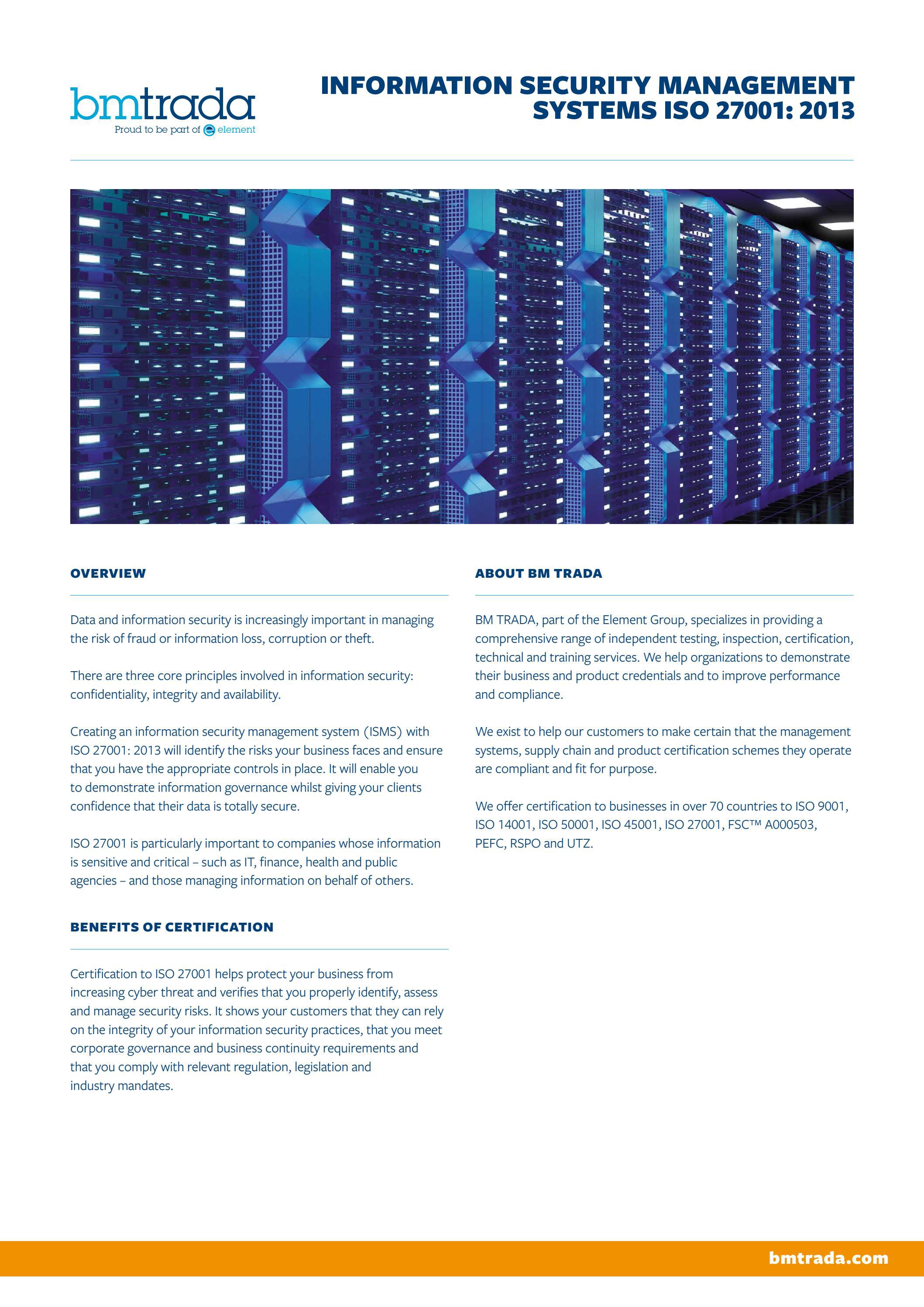 BM TRADA ISO 27001 Information Sheet by BM TRADA, Element and ...