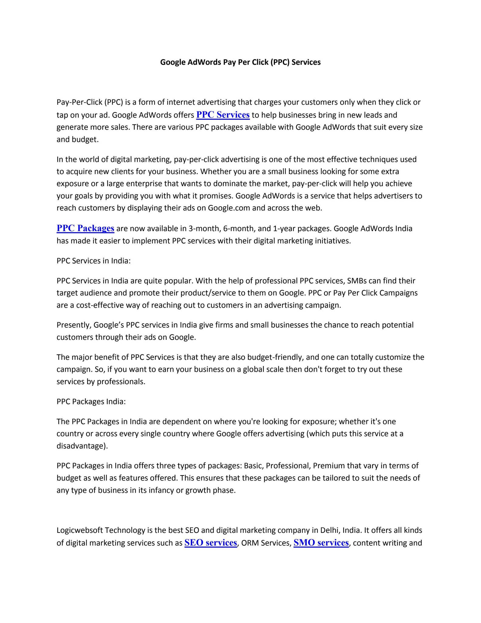 Google AdWords Pay Per Click (PPC) Services by Logicwebsoft Technology ...
