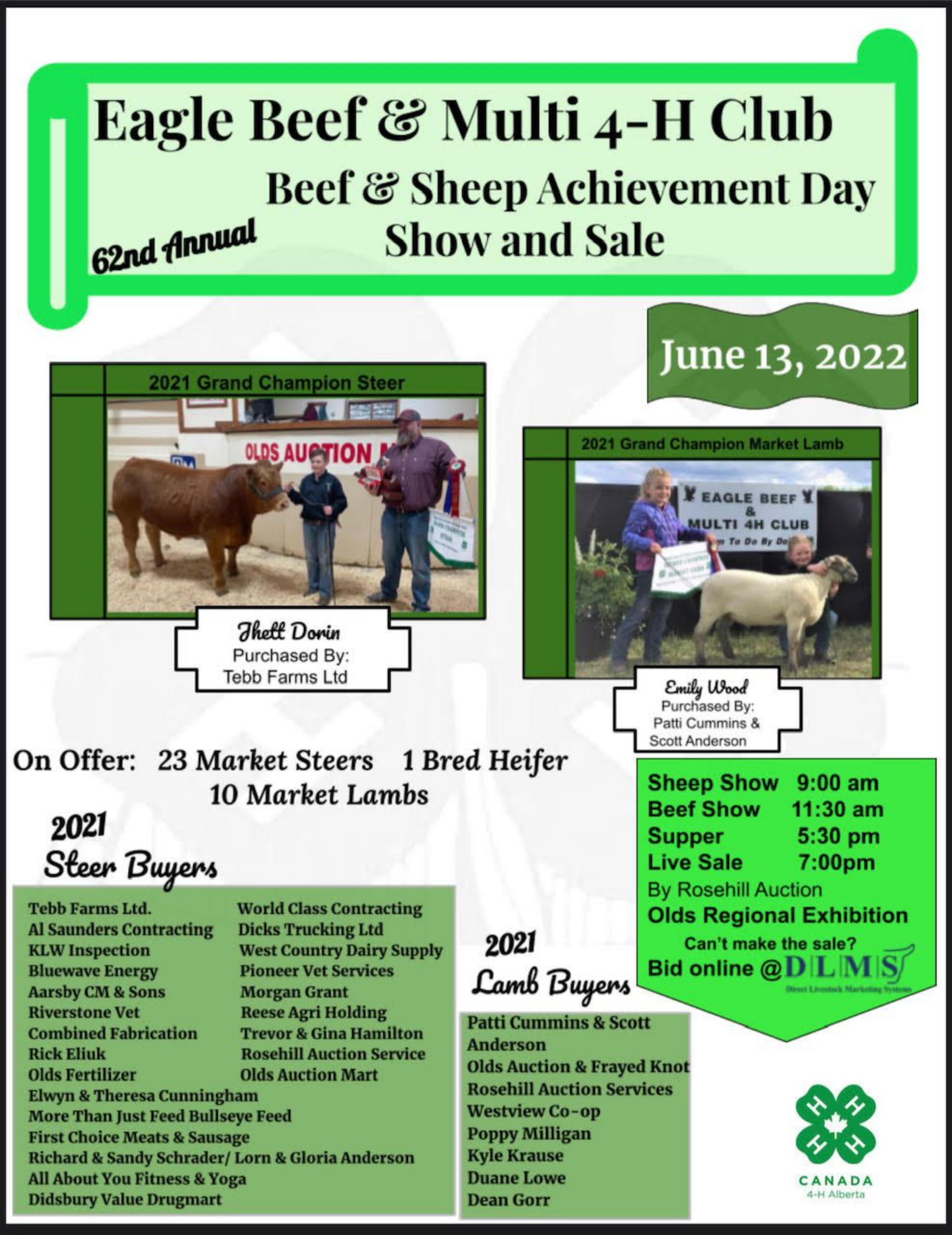 Eagle Beef & Multi 4-H Club Beef & Sheep Show & Sale 2022 - Olds, AB by ...