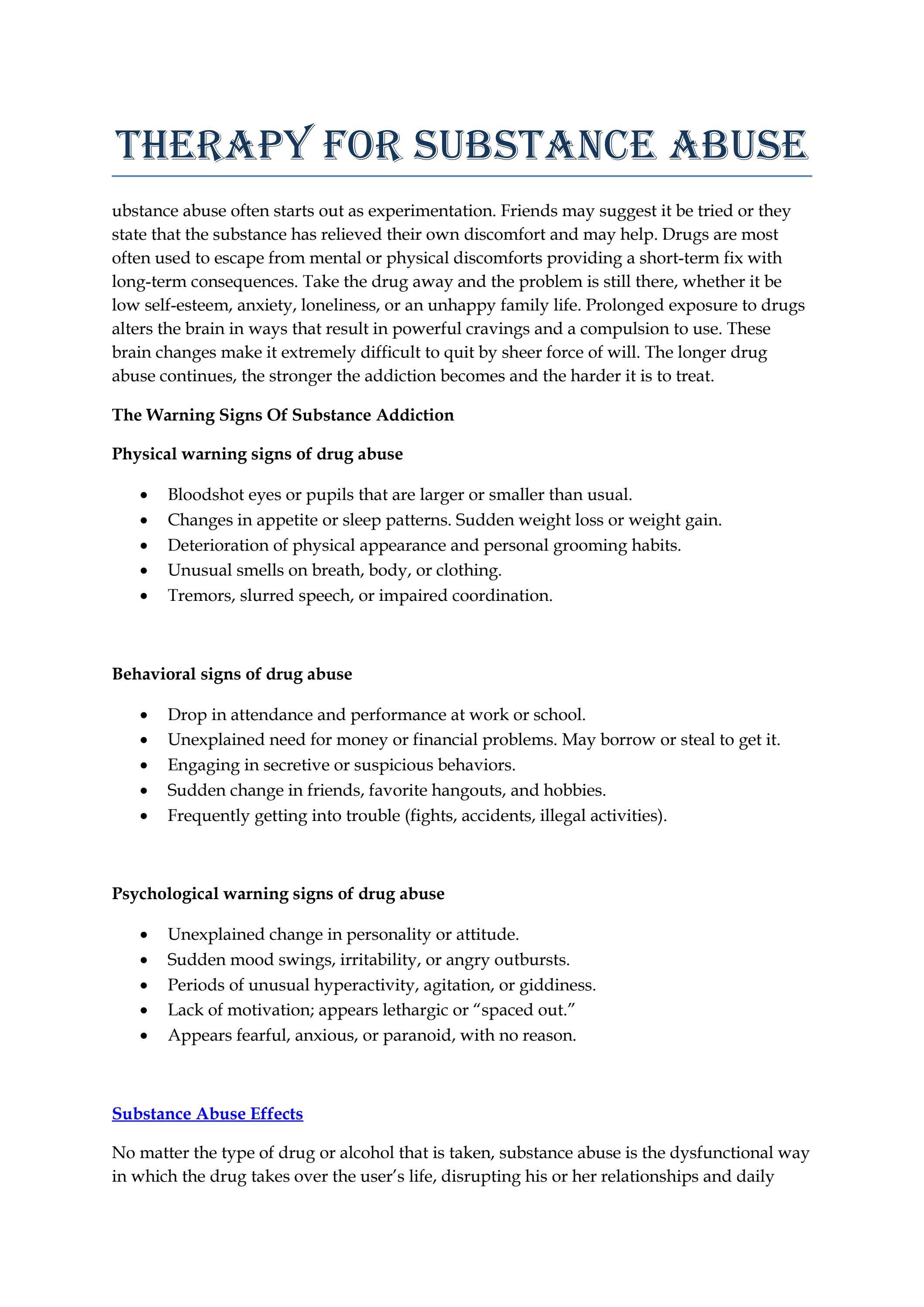 Therapy for Substance Abuse by lsaponaro - Issuu