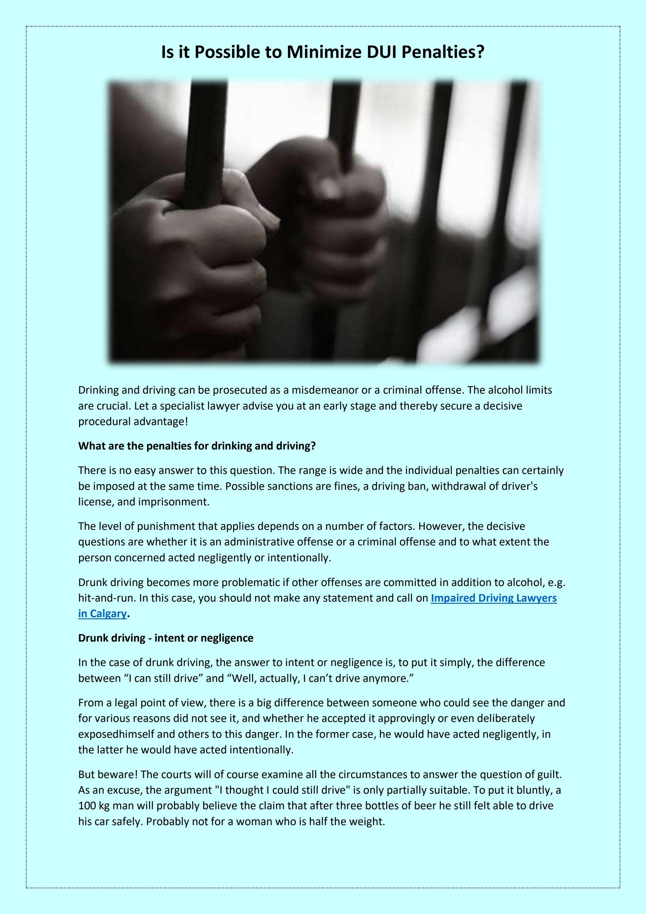 Is it Possible to Minimize DUI Penalties? by DefenceLawyer - Issuu