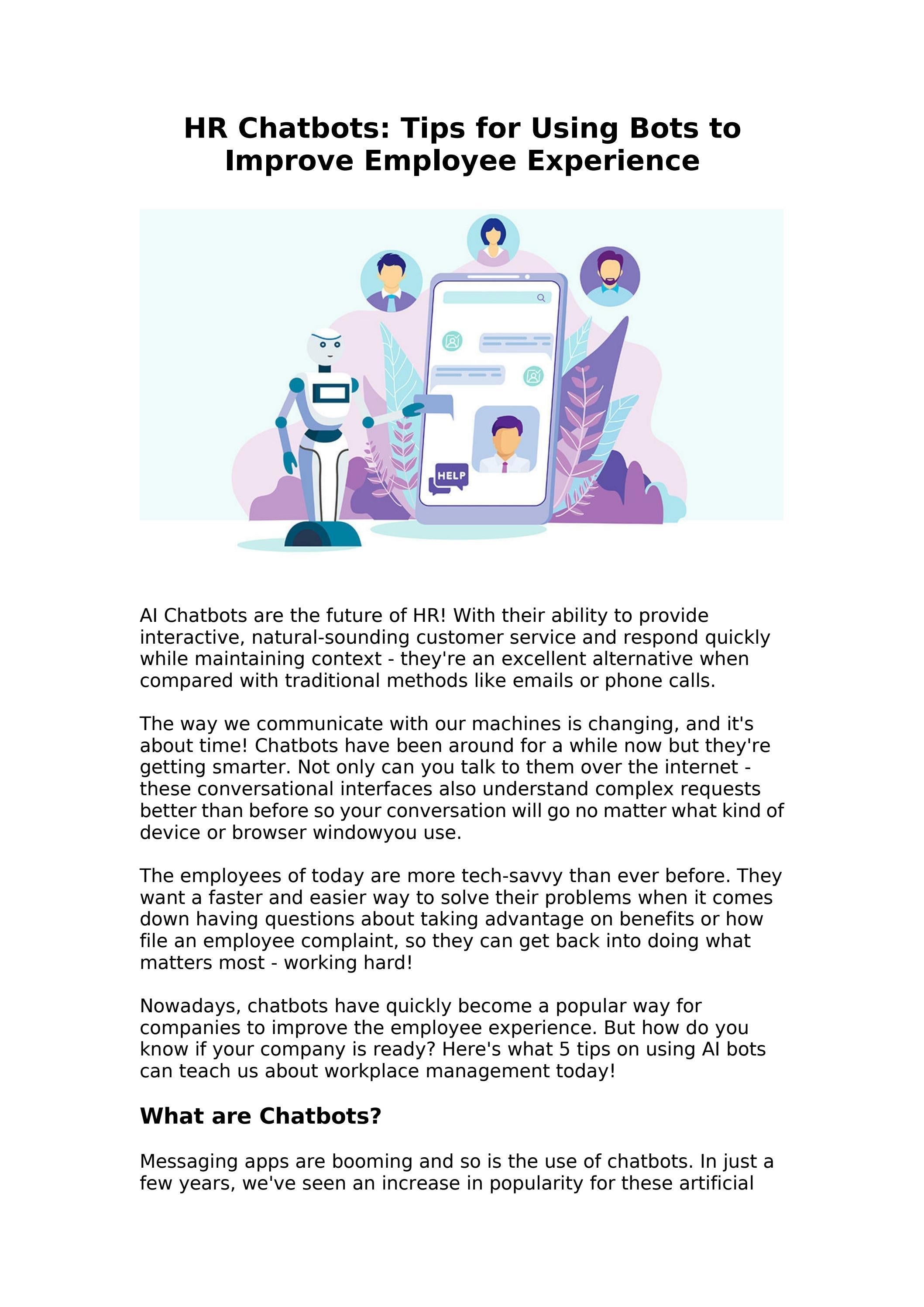 HR Chatbots - Tips for Using Bots to Improve Employee Experience by ...