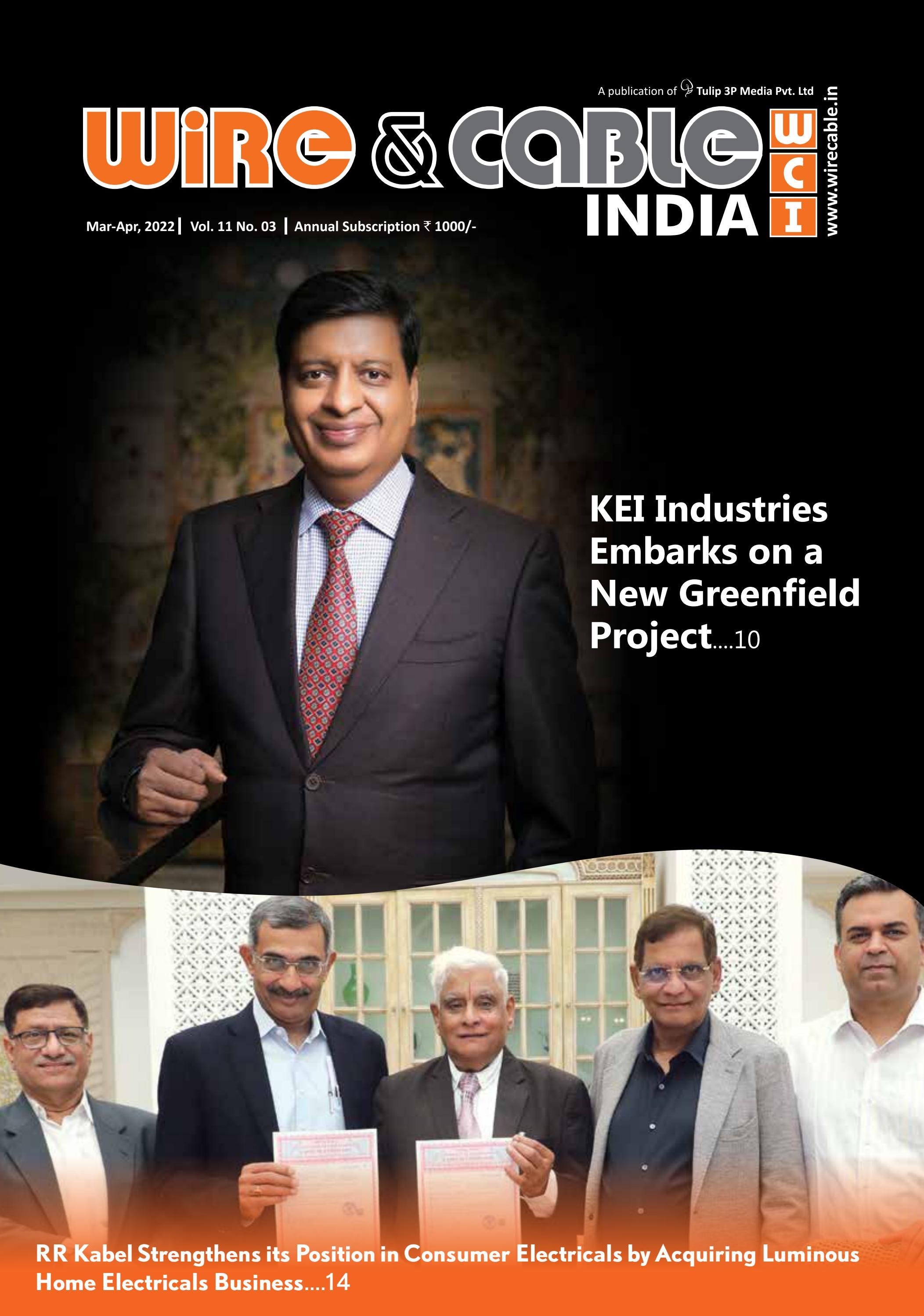 Wire Cable India Emagazine Mar Apr Issue 2022 By Tulip 3P Media