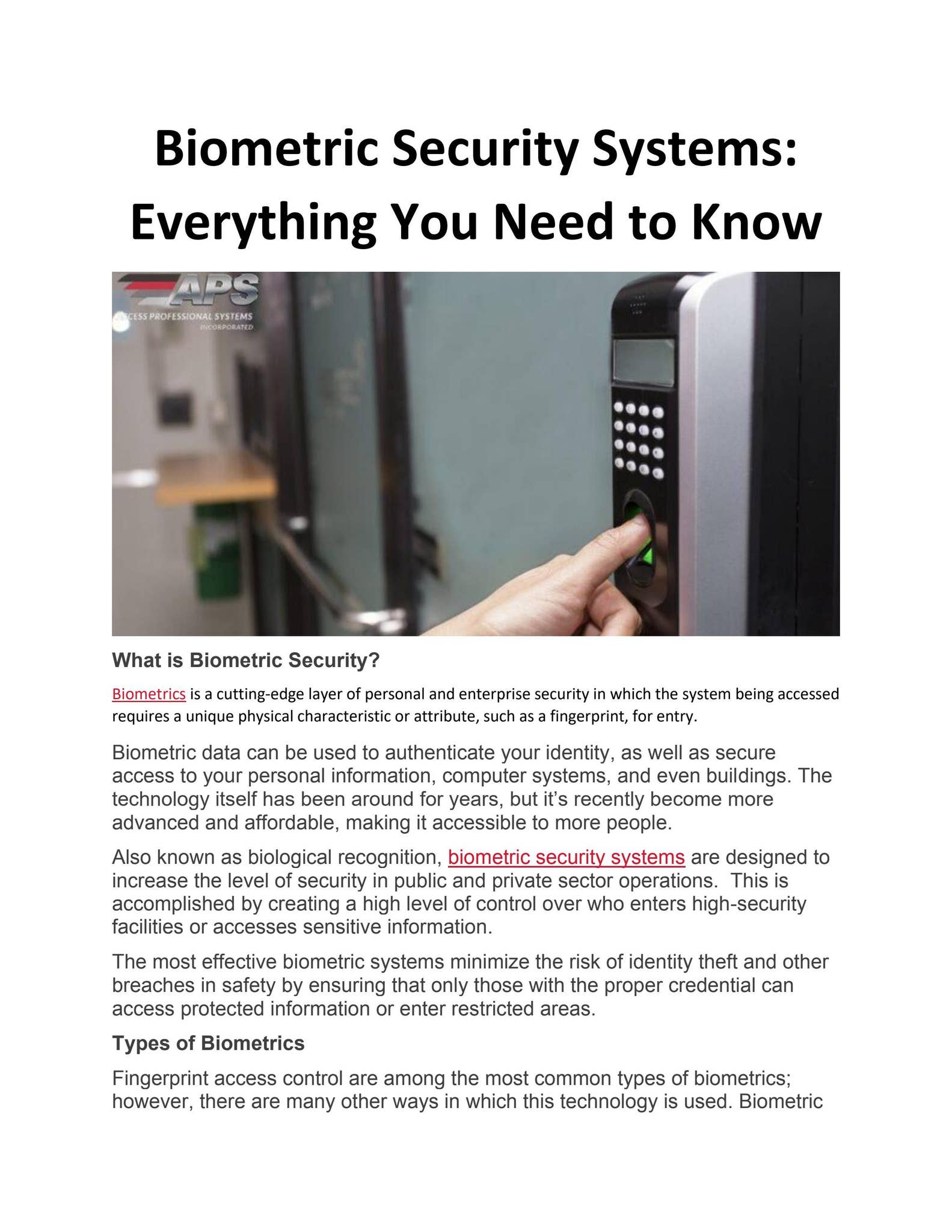 Biometric Security Systems: Everything You Need to Know by access ...