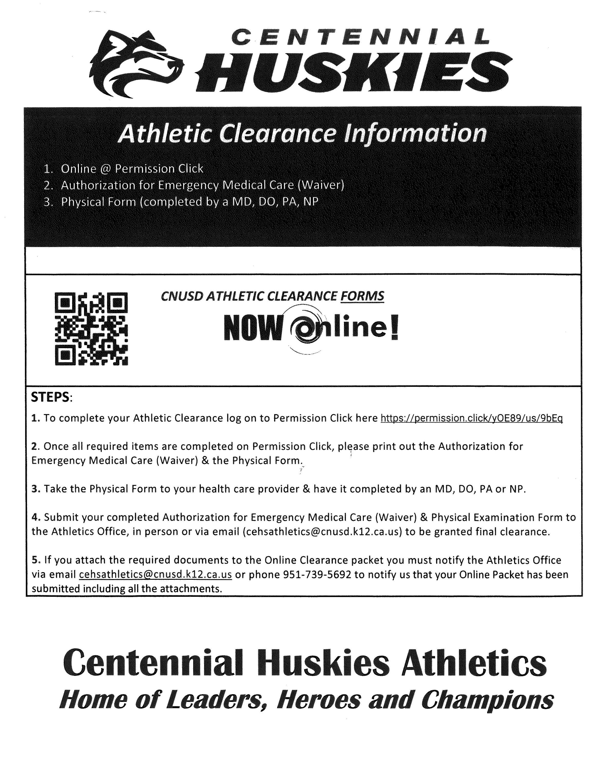 2022 | Centennial Husky Athletic Clearance Form by PREPS 365 - Issuu